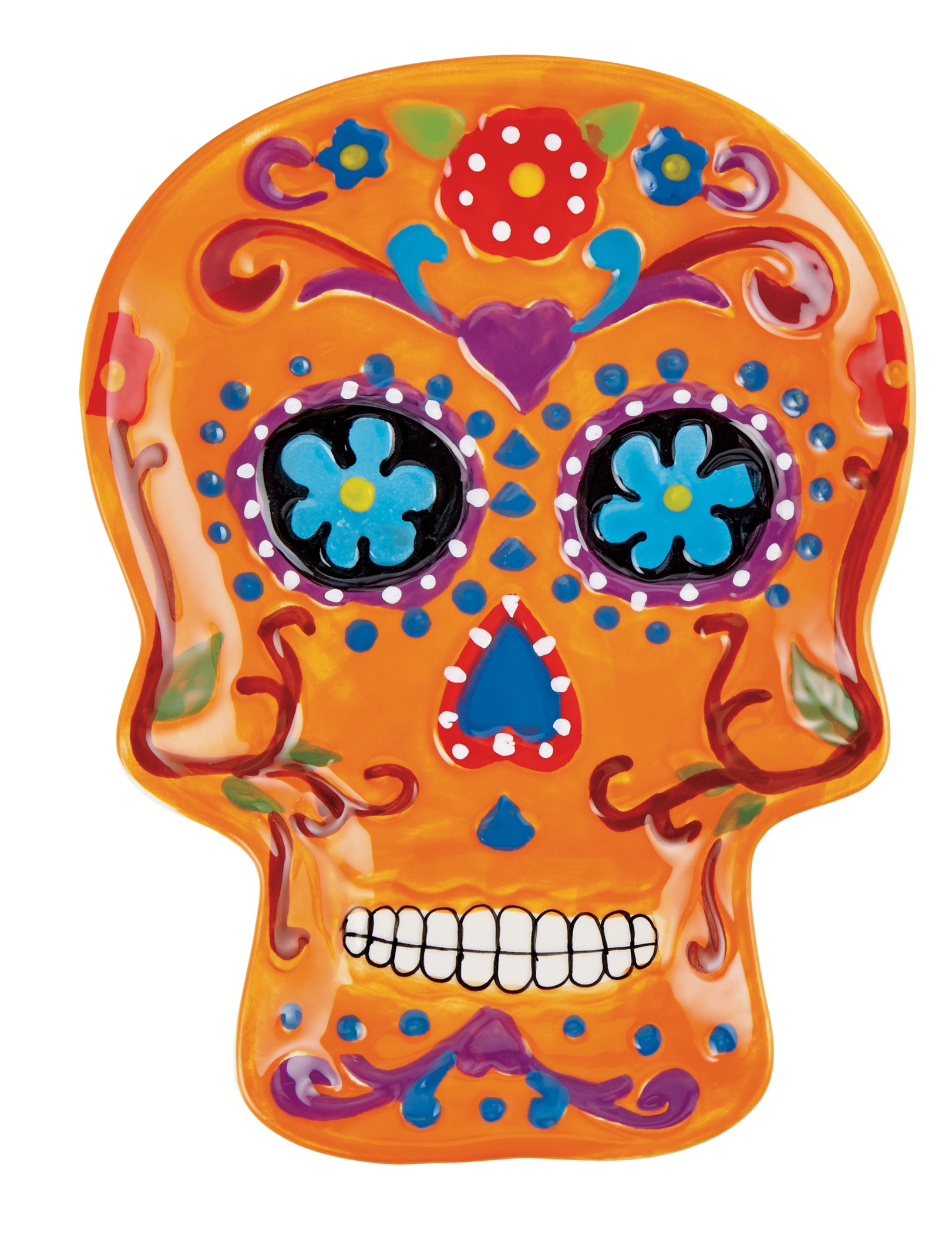 Holiday Market Day Of The Dead Sugar Skull Candy Plate Orange Shop 