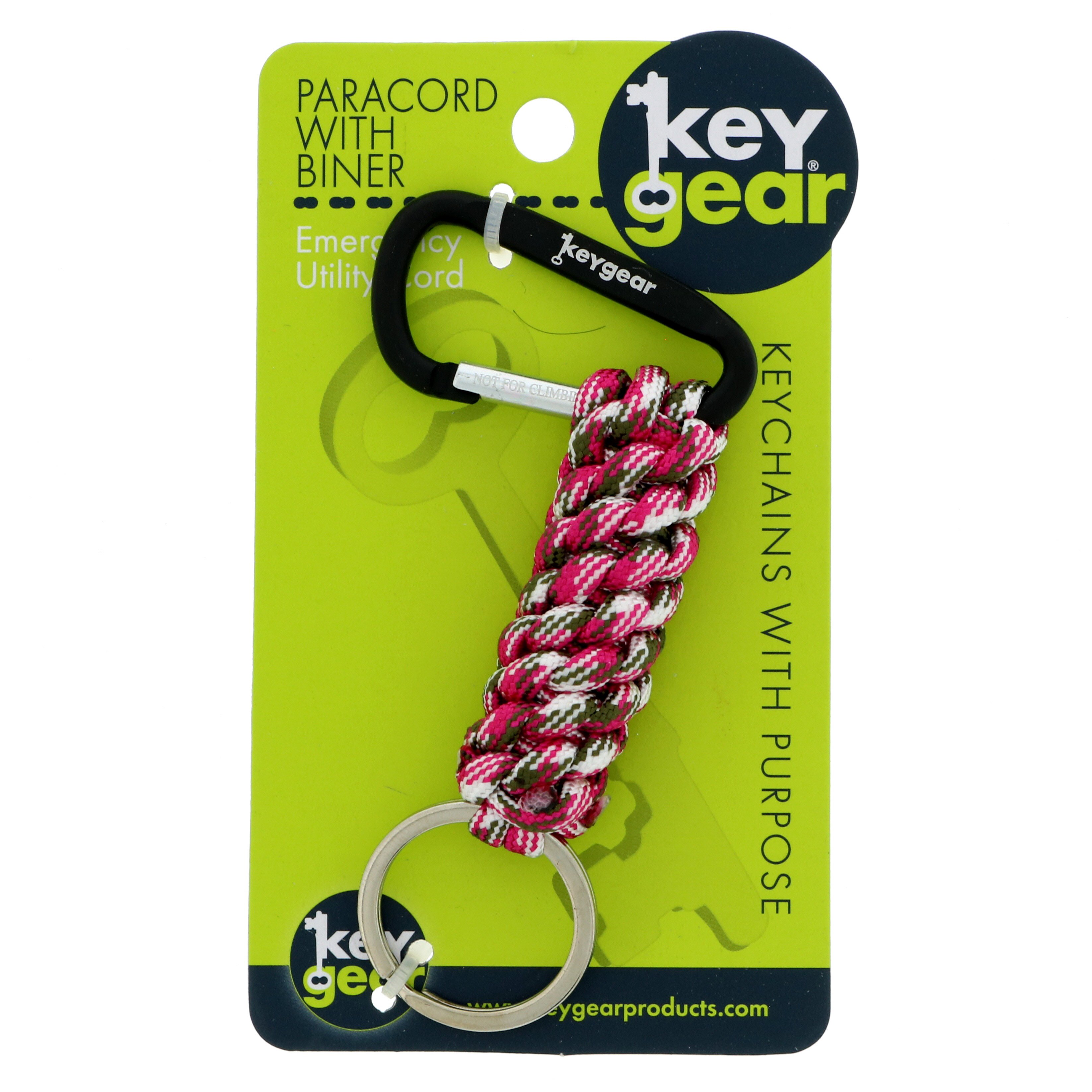KeyGear Paracord Key Chain with Biner, Pink Camo - Shop Clips & key ...
