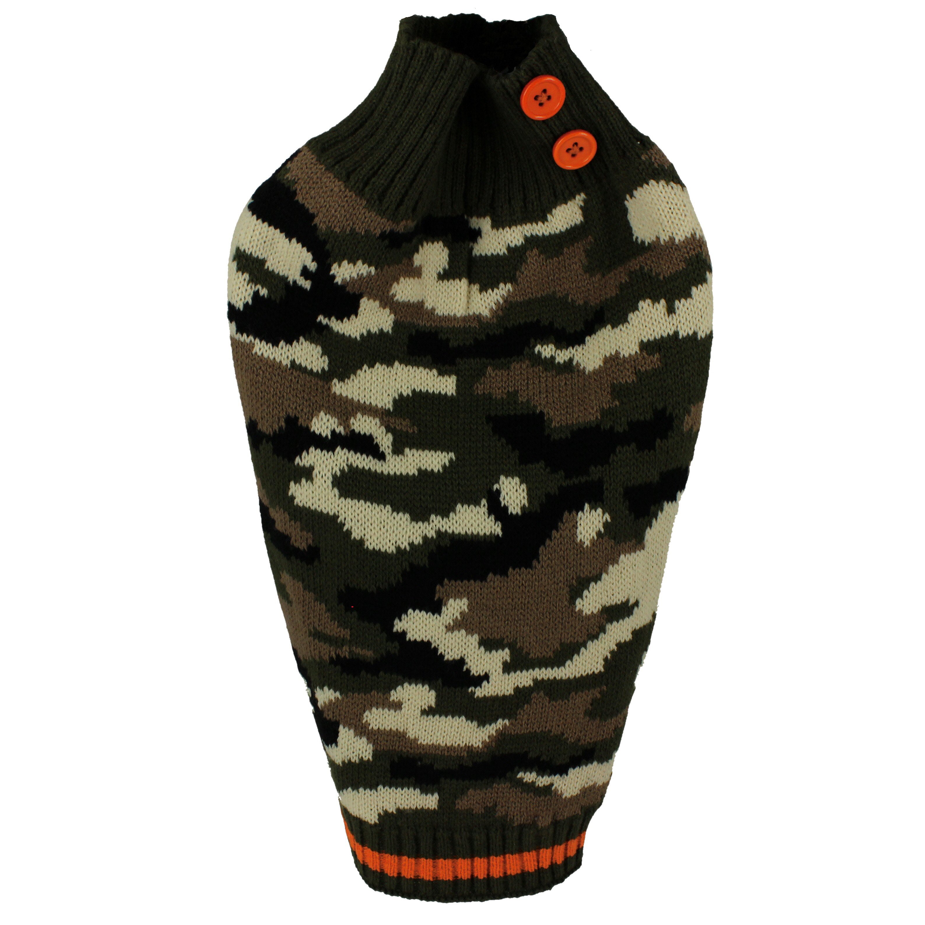 SimplyDog Olive Camo Orange Button Sweater XS - Shop Clothes at H-E-B