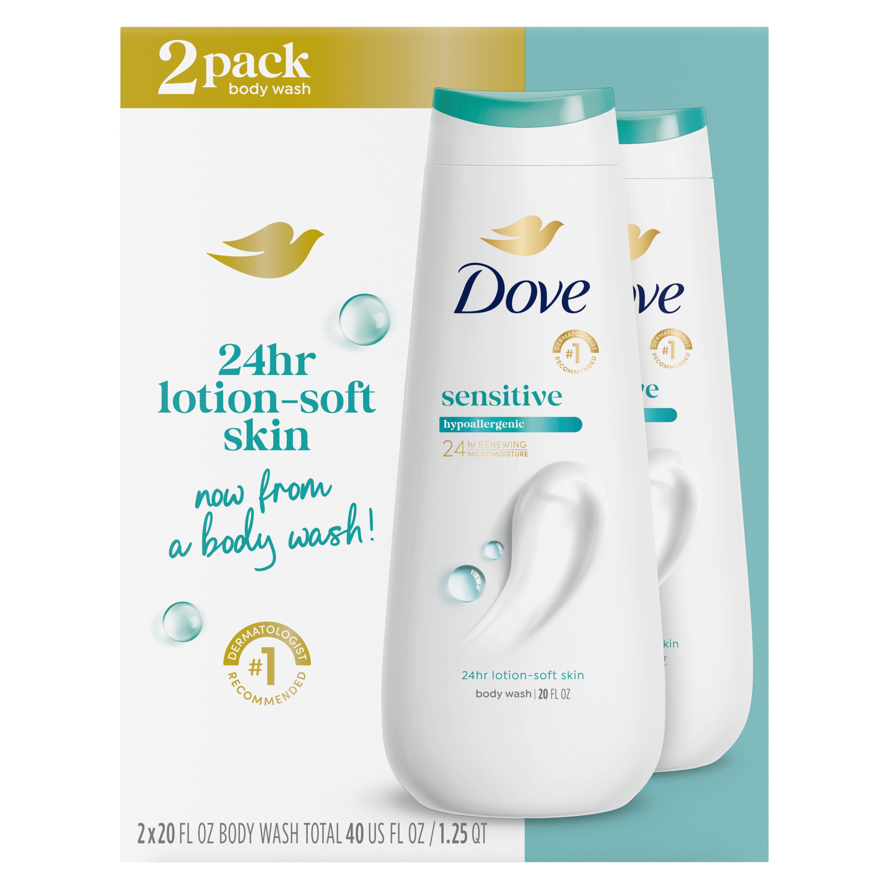 Dove Sensitive Skin Body Wash - Hypoallergenic, Twin Pack - Shop Body ...