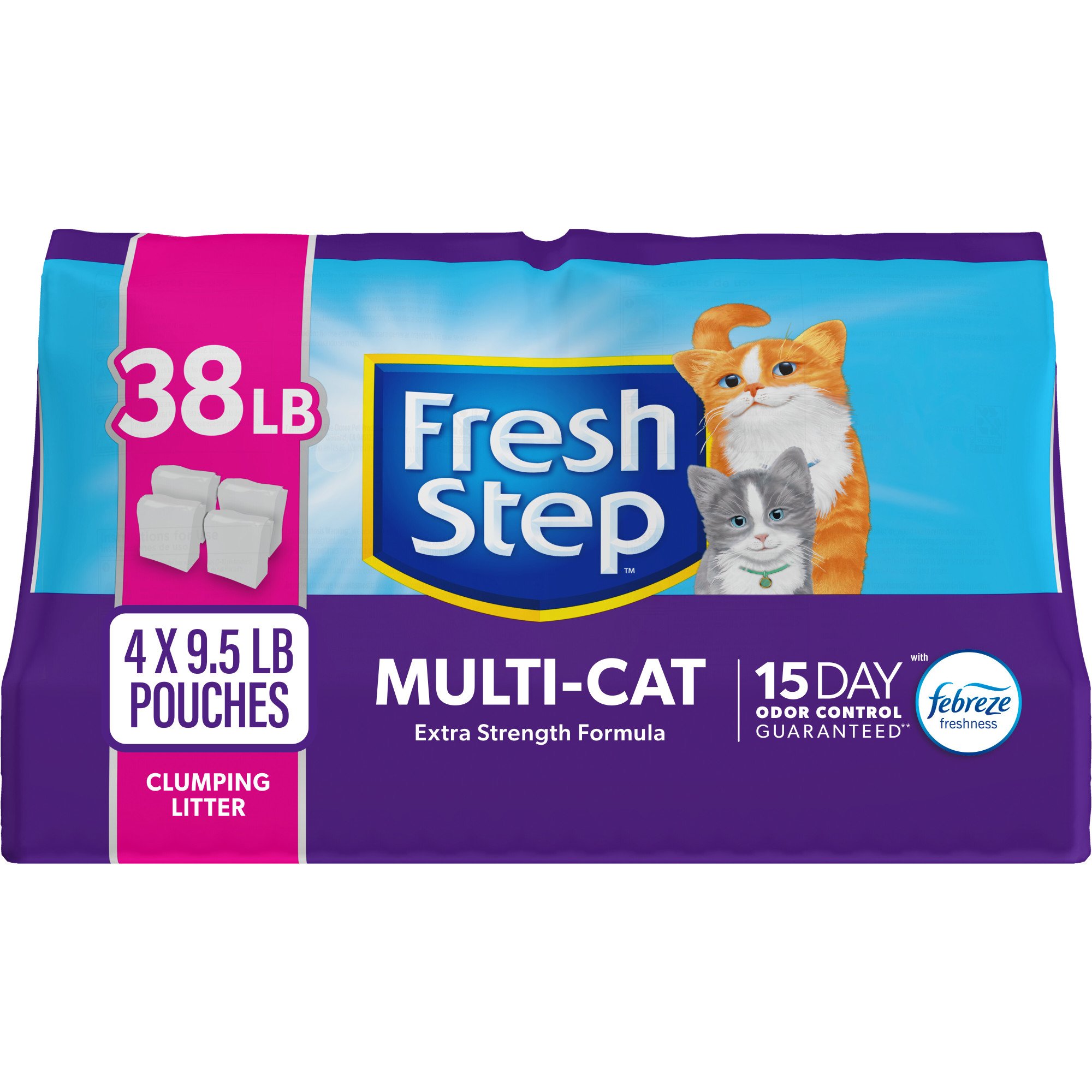 Fresh Step Multi-Cat Clumping Litter With Febreze Freshness, 4 x 9.5lb ...