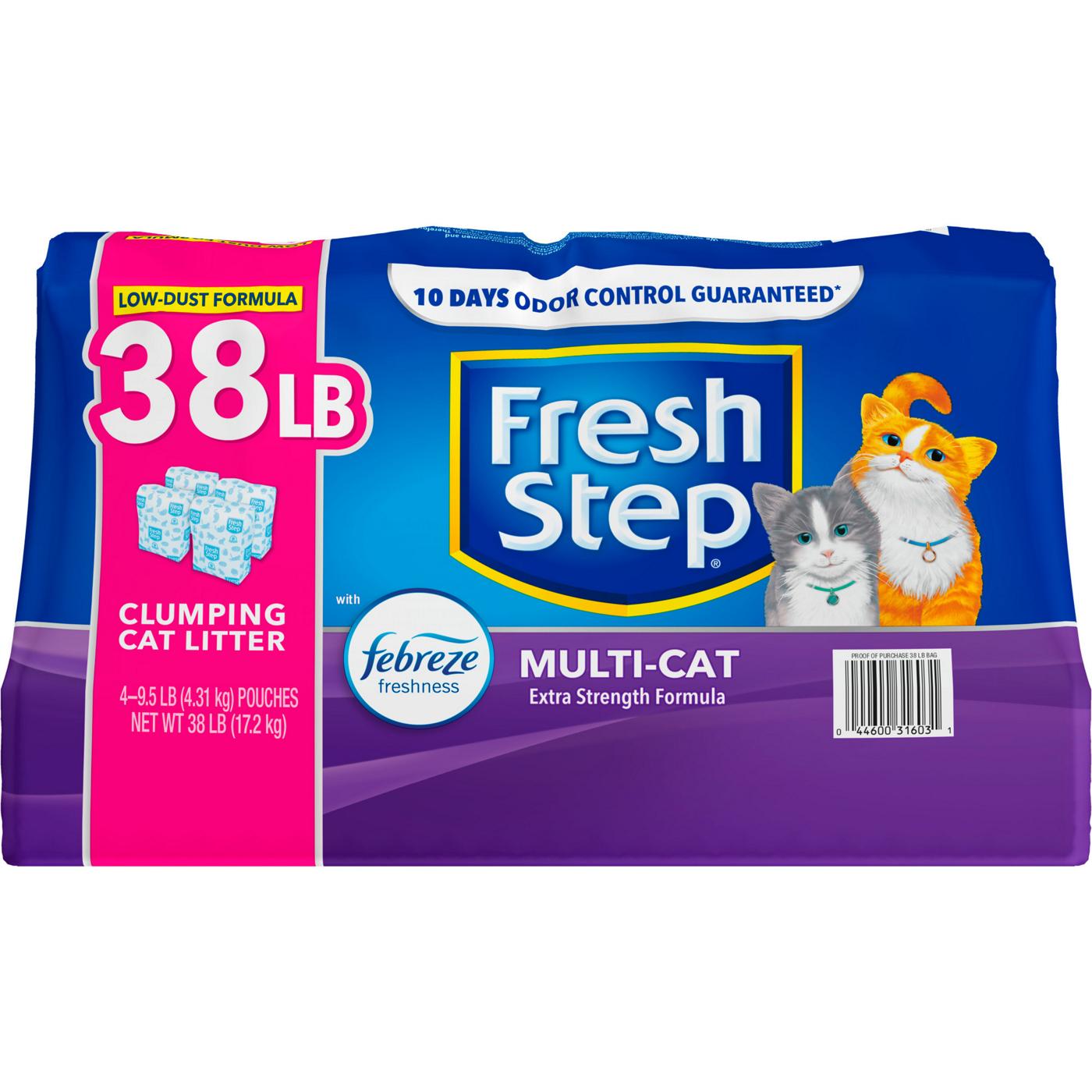 Fresh Step Multi-Cat Clumping Litter With Febreze Freshness, 4 x 9.5lb ...