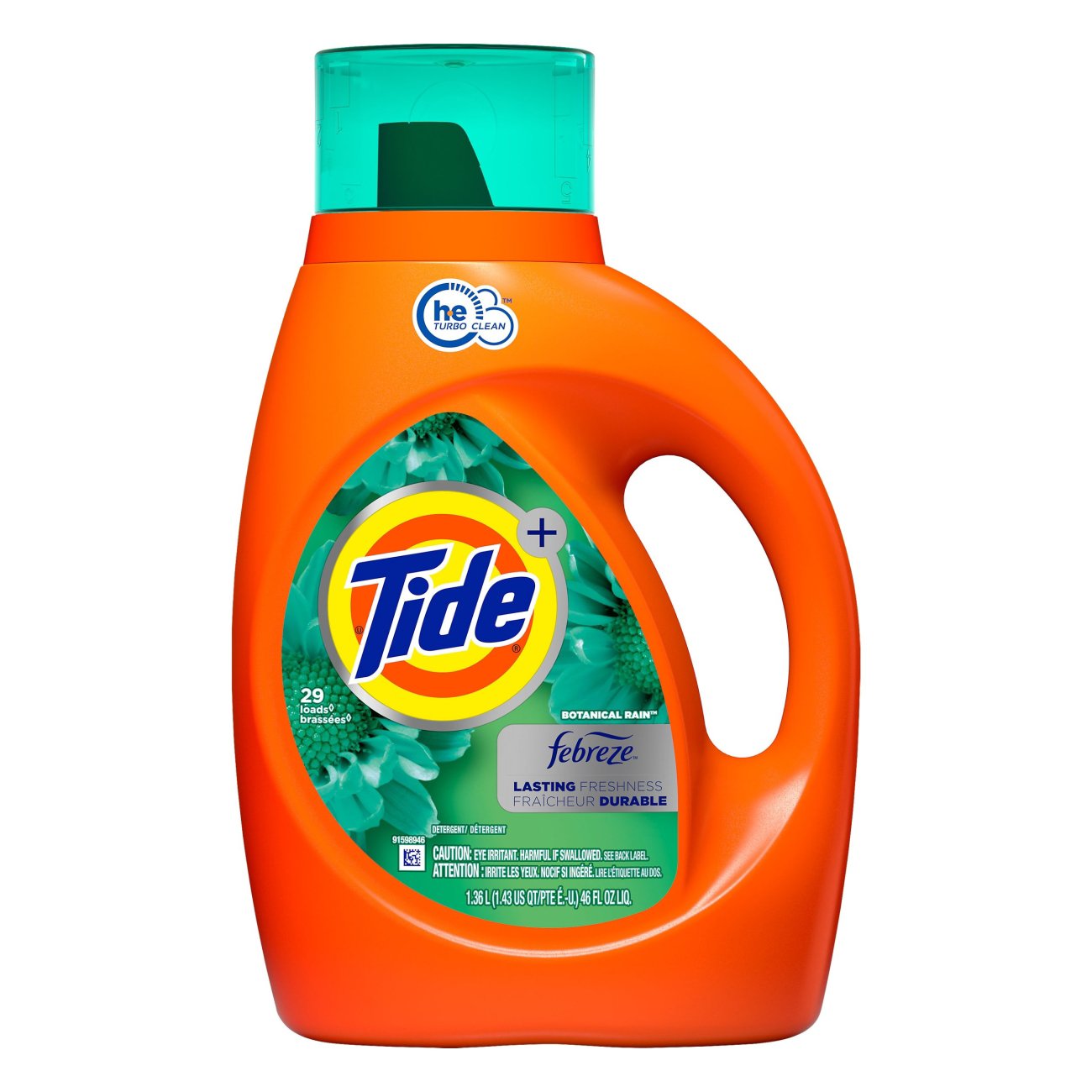 Tide Plus Febreze Botanical Rain Scent HE Turbo Clean Liquid Laundry ...