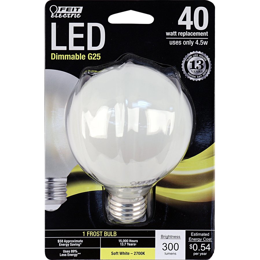 Feit Electric G25 40-Watt Dimmable Soft White LED Light Bulb - Shop ...