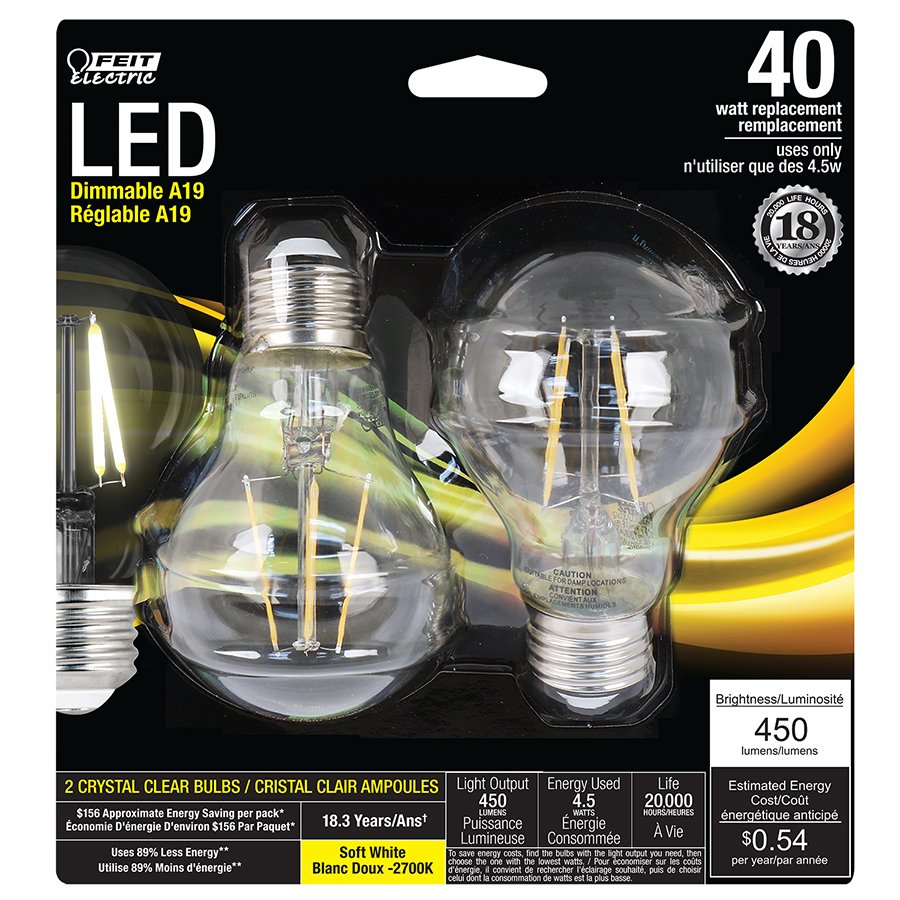Feit Electric A19 40-Watt Dimmable Soft White LED Light Bulbs - Shop ...