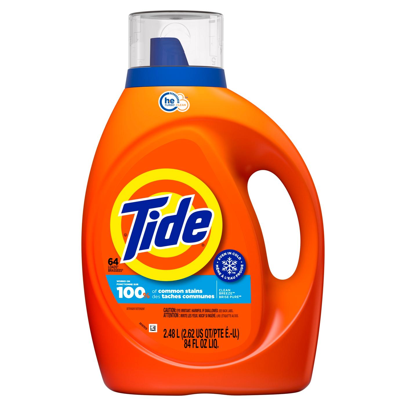 Tide HE Turbo Clean Liquid Laundry Detergent, 64 Loads - Clean Breeze ...