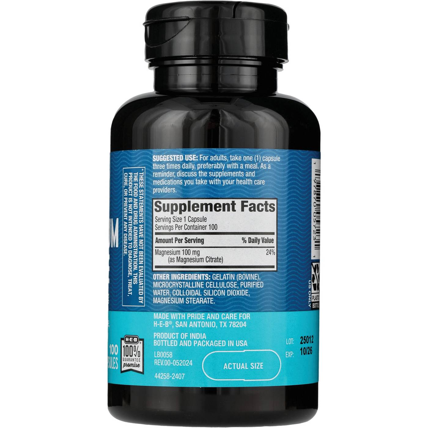 H-E-B Vitamins Magnesium Citrate 100 mg Capsules - Shop Minerals at H-E-B