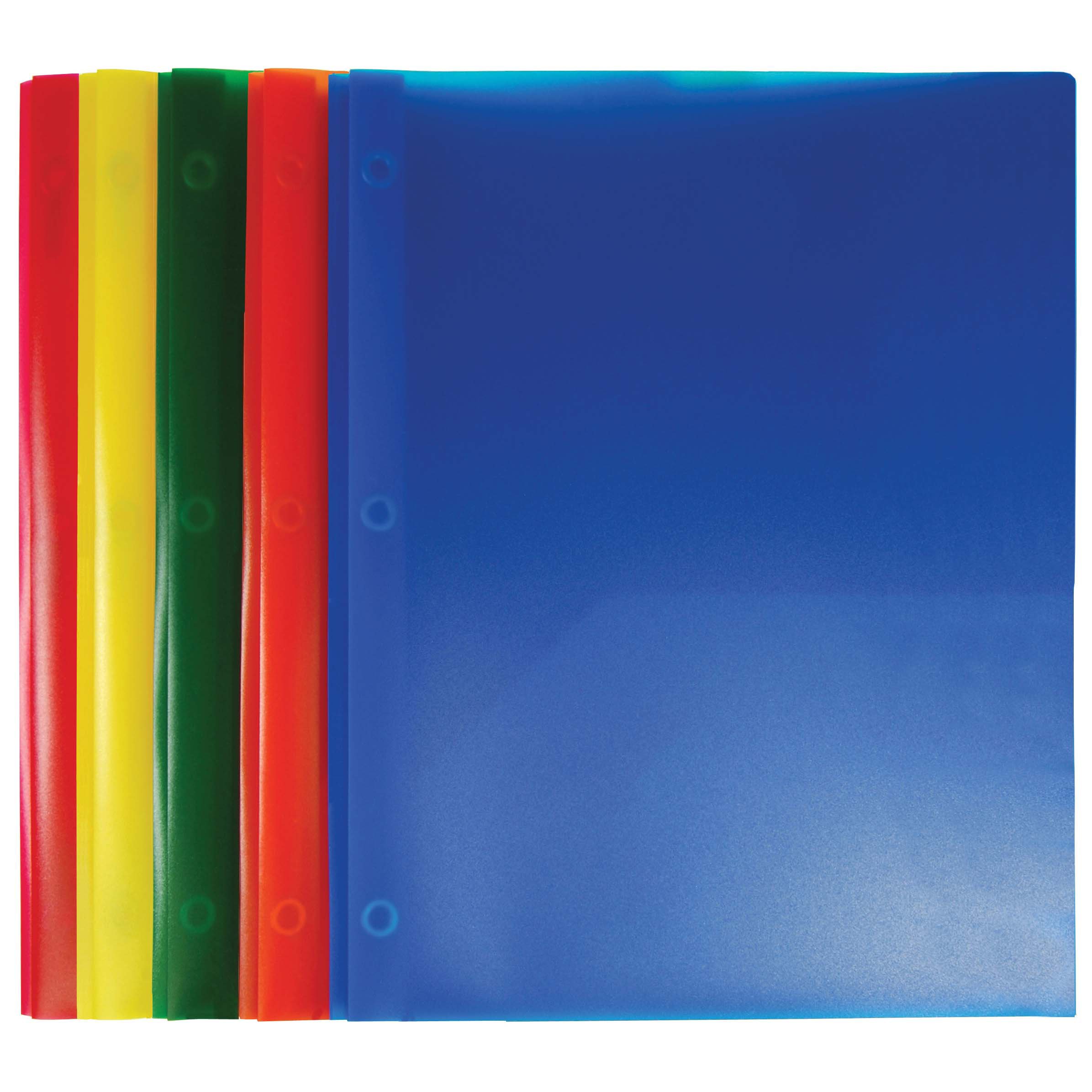 Top Flight Poly Portfolio With 2 Pockets And 3 Prongs, Assorted Colors ...