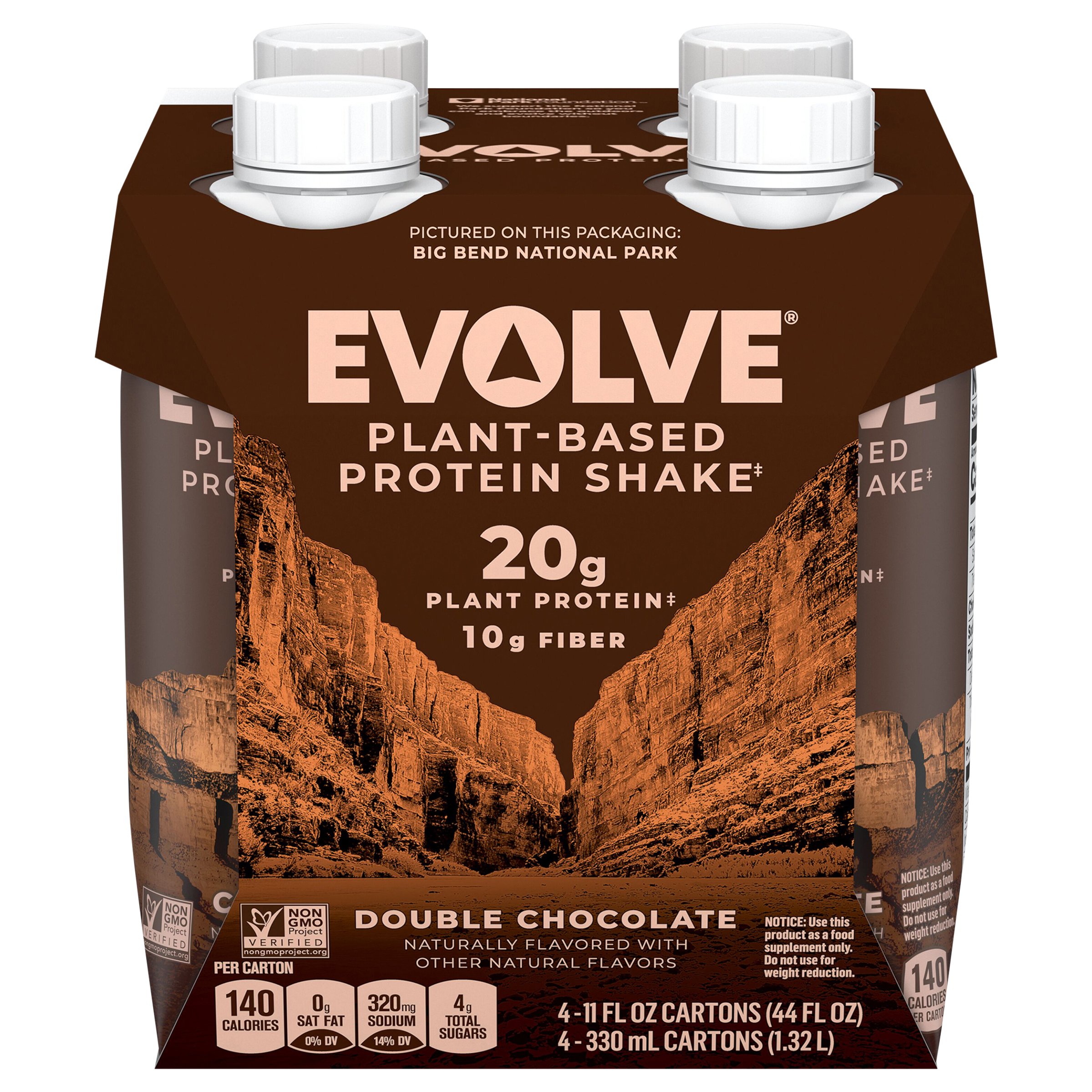 Evolve 20g Plant Based Protein Shakes 4 pk Cartons - Double Chocolate ...