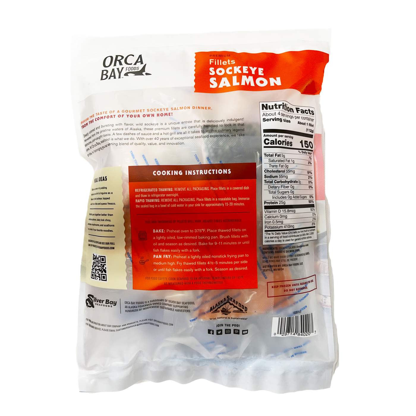 Orca Bay Frozen Alaskan Sockeye Salmon Fillets - Skin On - Shop Fish at ...