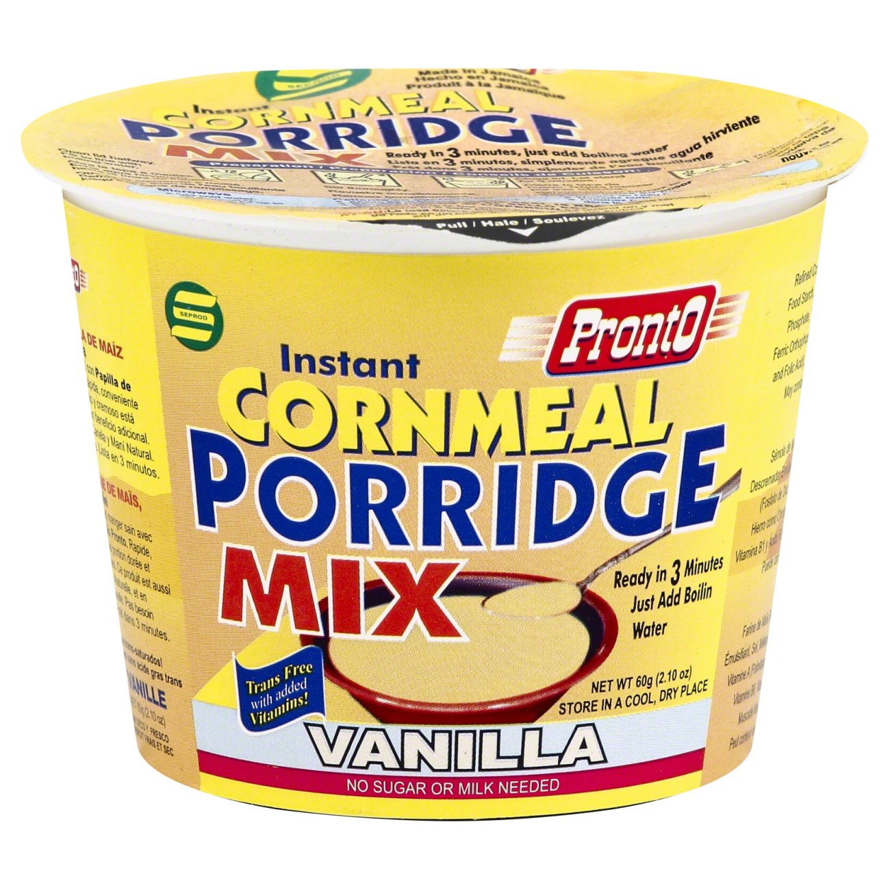 Pronto Vanilla Instant Cornmeal Porridge Mix - Shop Cereal & Breakfast ...