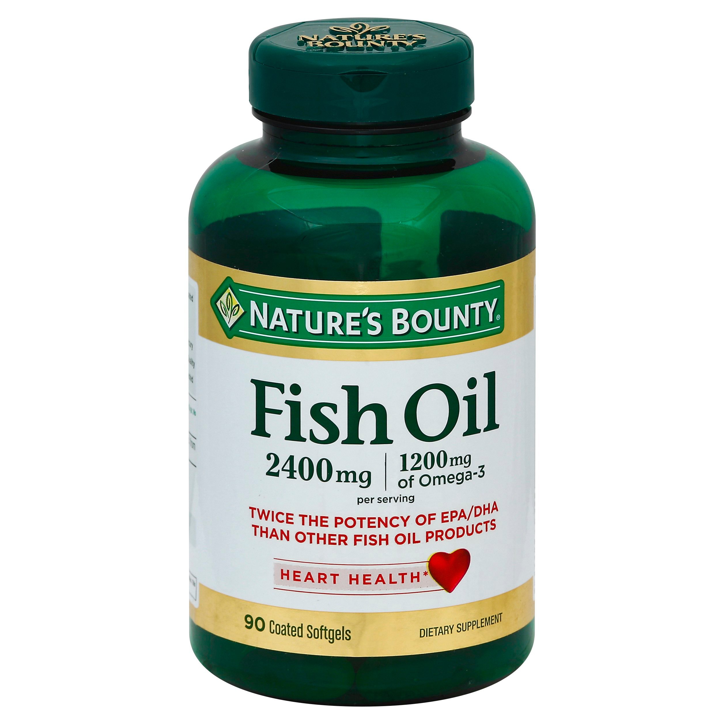 Nature's Bounty Fish Oil 2400 mg Double Strength Odorless Softgels ...