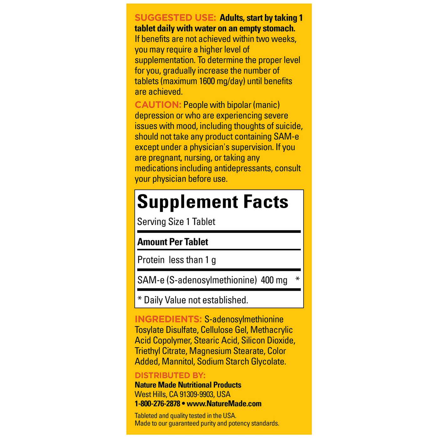 Nature Made SAM-e Complete Coated Tablets - 400 mg - Shop Herbs ...