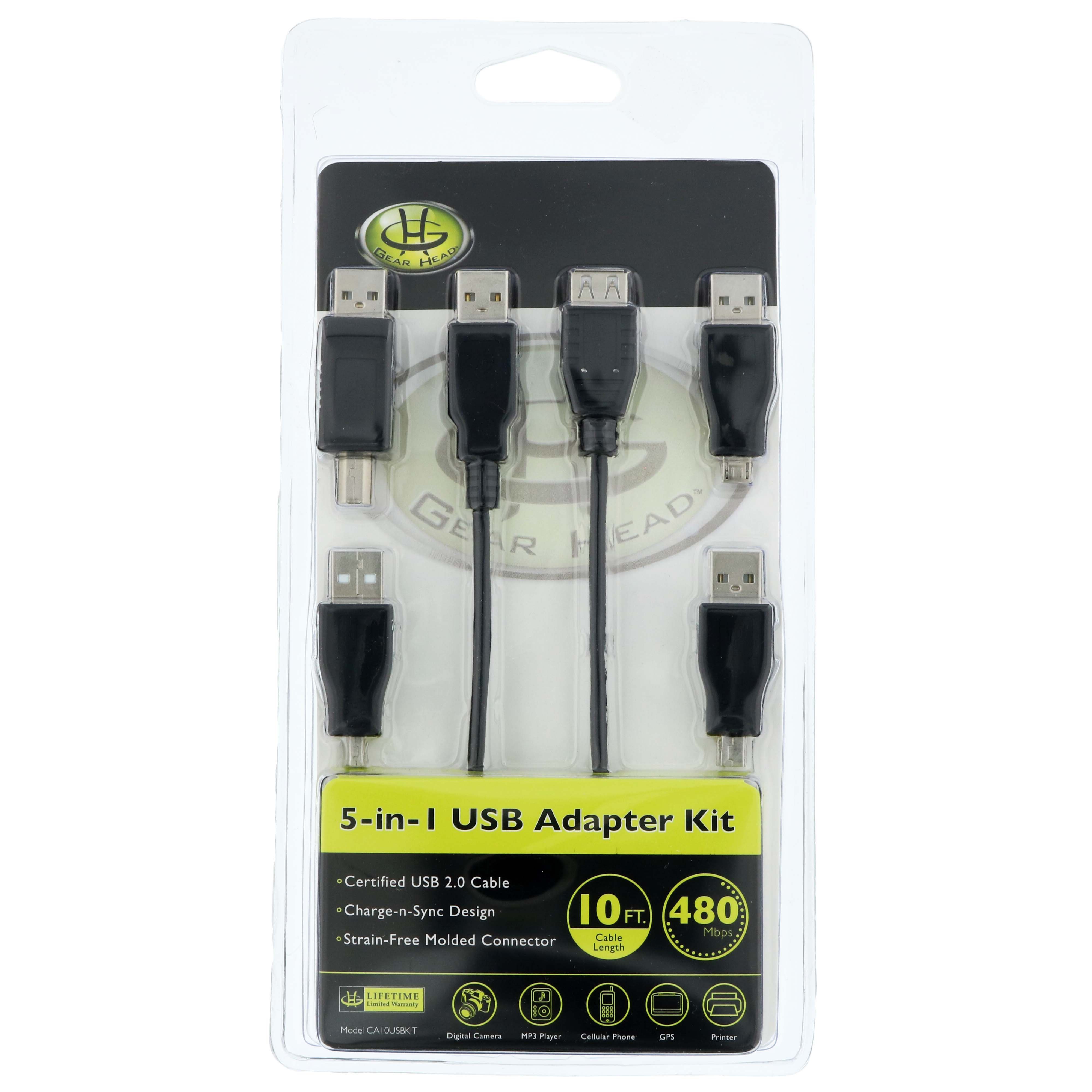 Gear Head 5 In 1 USB Adapter Kit - Shop Connection cables at H-E-B