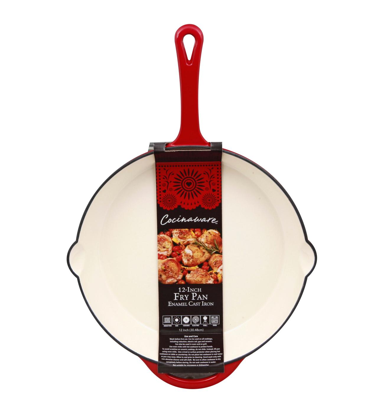 Cocinaware Non-Stick Enamel Cast Iron Fry Pan - Red - Shop Frying pans ...