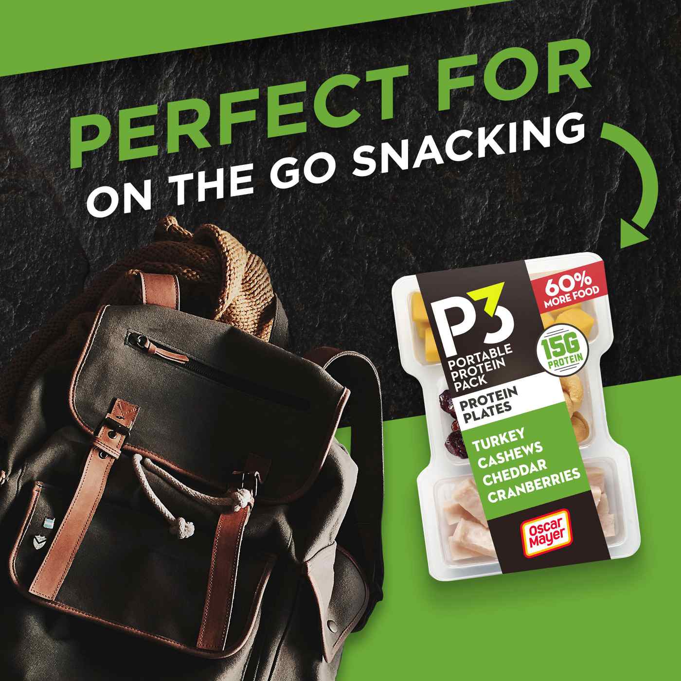 P3 Portable Protein Pack Protein Plates Snack Tray - Turkey, Cashews ...