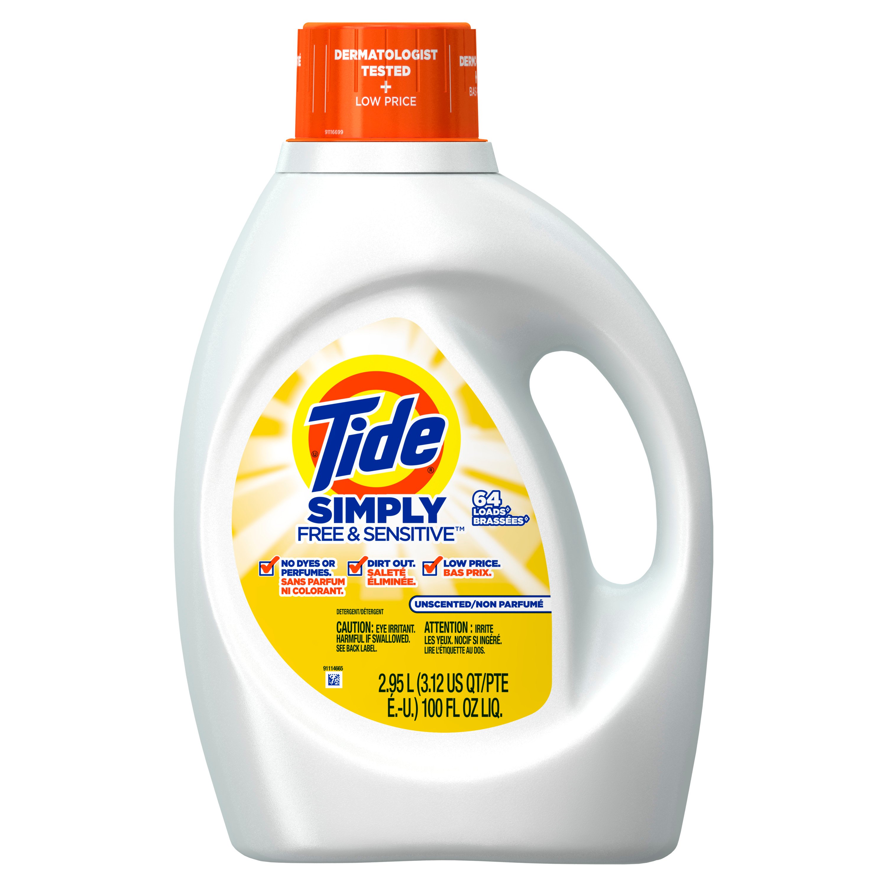 Tide Simply Free & Sensitive HE Liquid Laundry Detergent, 64 Loads ...