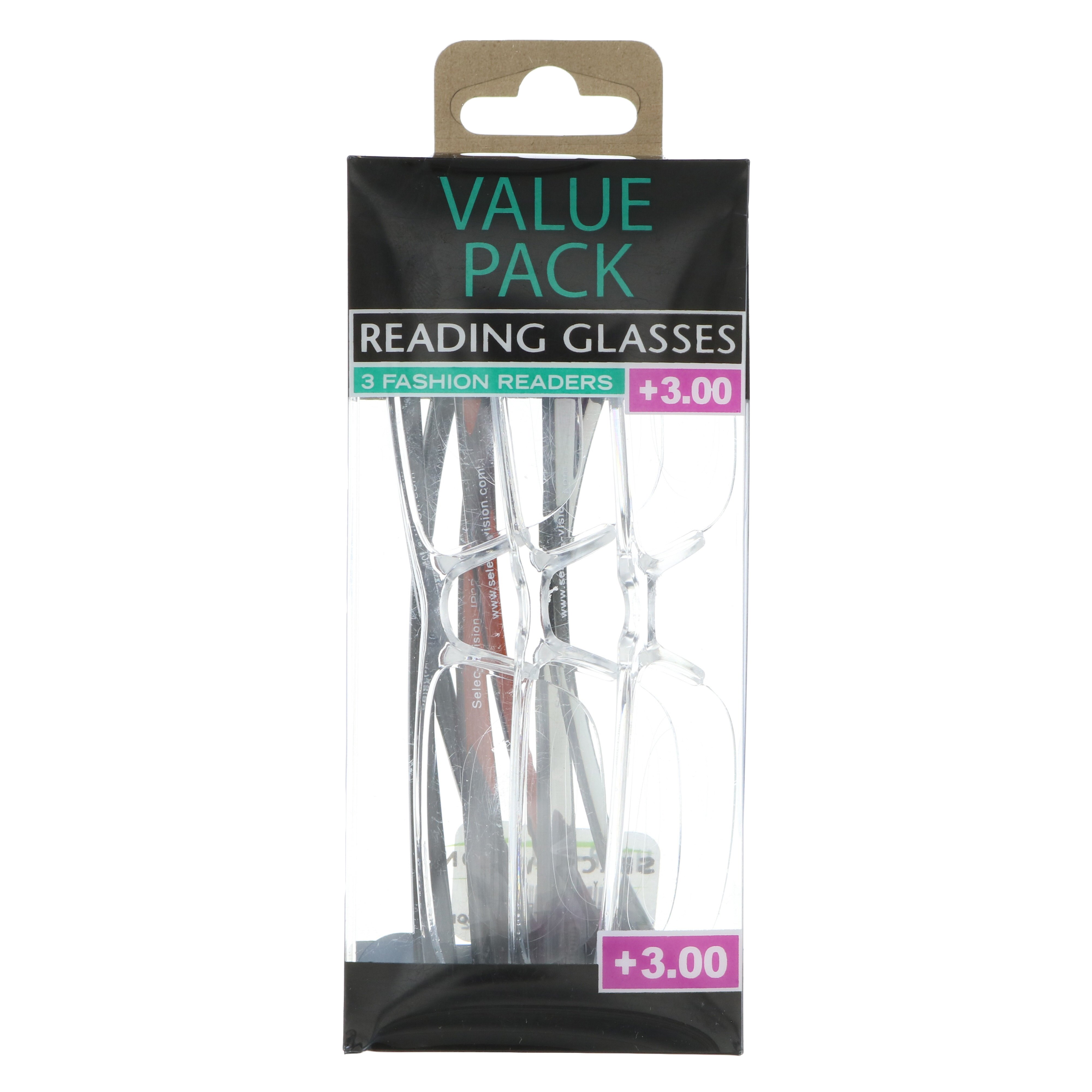 Select A Vision Value Pack Reading Glasses +3.00 - Shop Eye & Ear Care ...