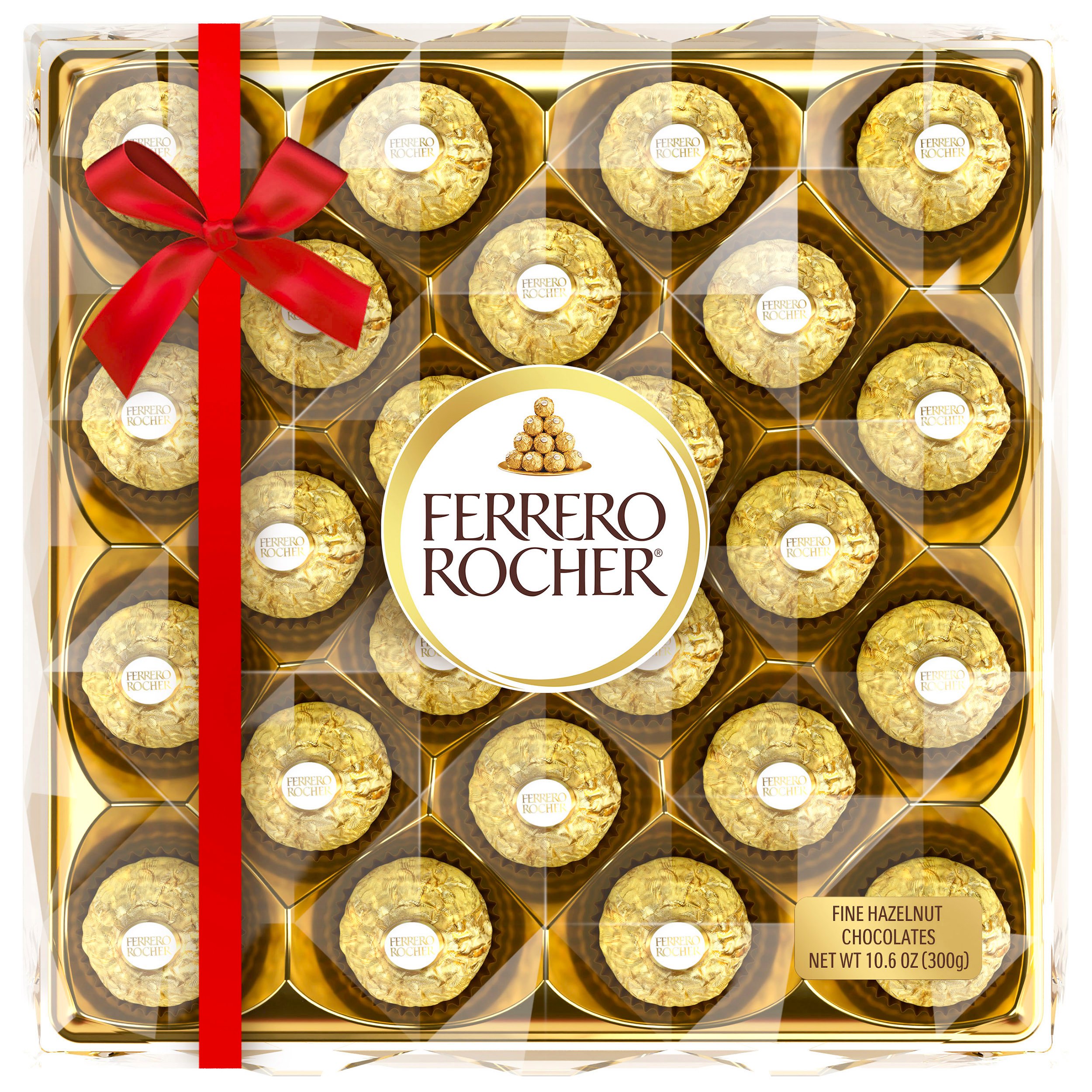 Ferrero Rocher Fine Hazelnut Chocolates Red Bow Christmas Gift Box, 24 ...