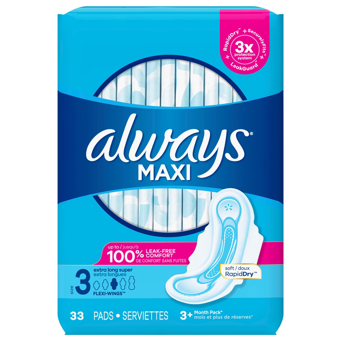 Always Maxi Size 3 Extra Long Super Pads with Wings Unscented - Shop ... Always Maxi Size 3 Extra Long Super Pads with Wings Unscented - Shop ...