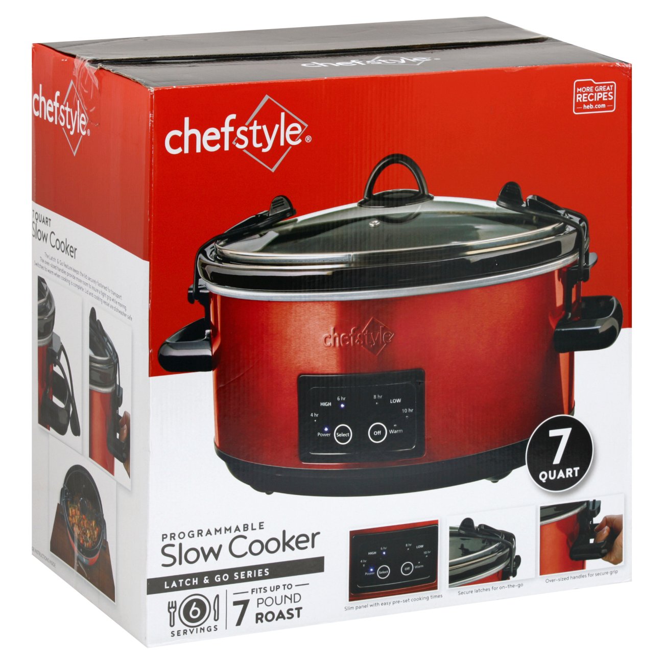 chefstyle Latch & Go Series Programmable Slow Cooker - Red - Shop ...