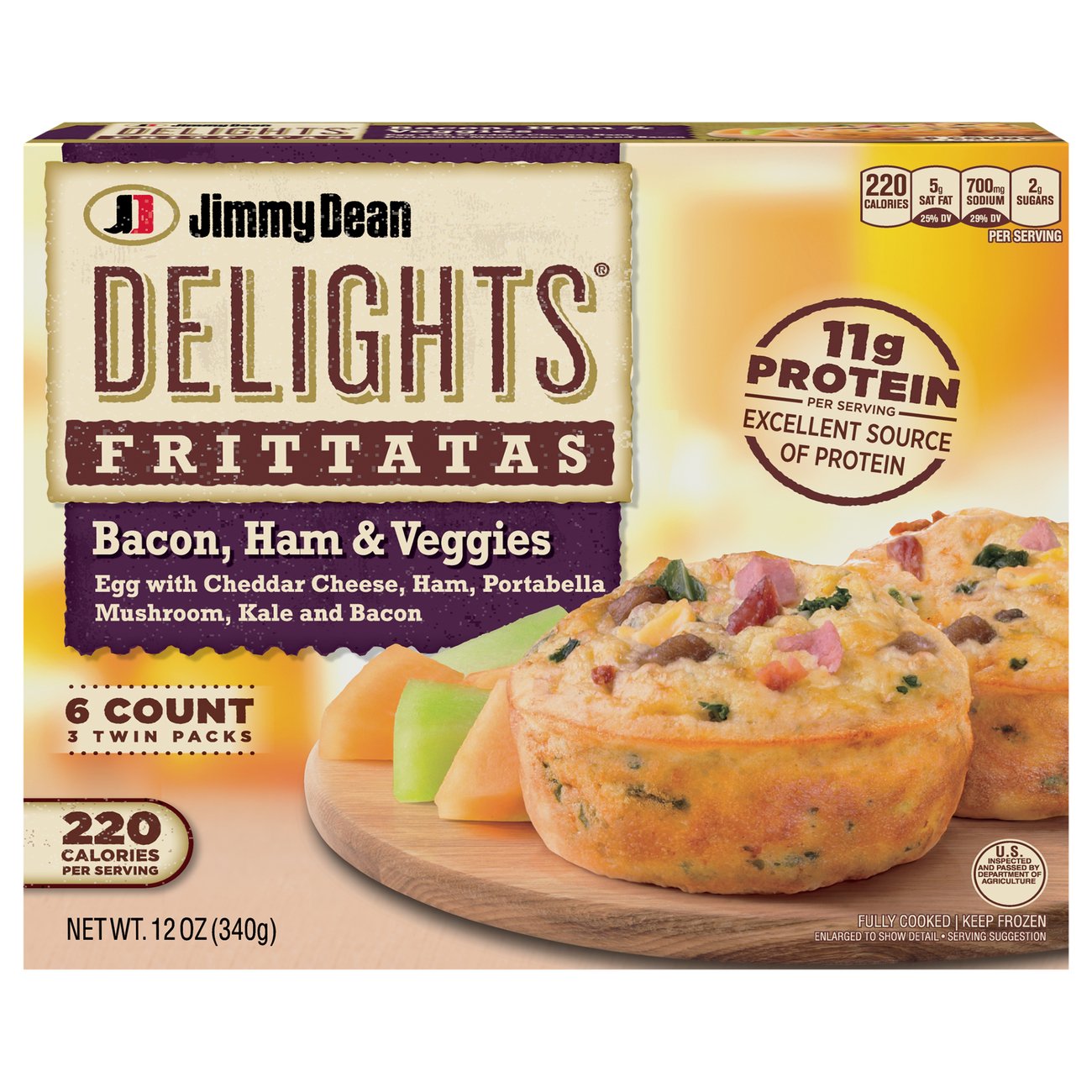 Jimmy Dean Delights Bacon Ham And Veggies Frittatas - Shop Entrees ...