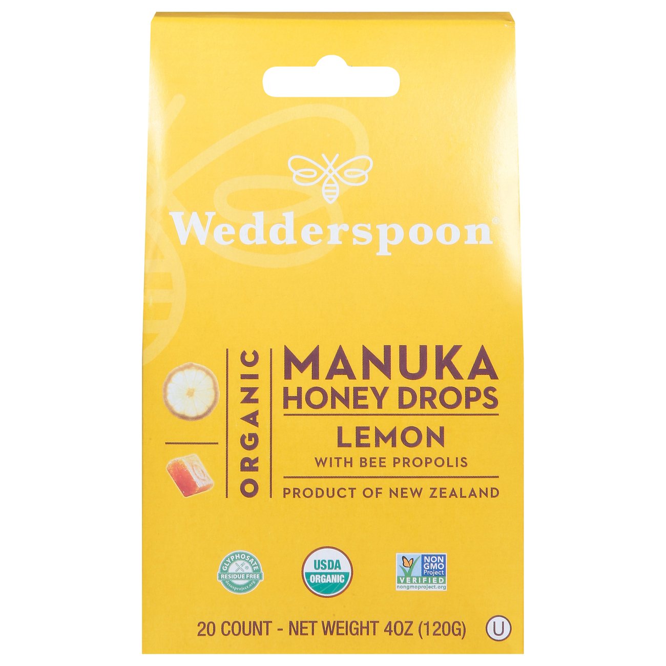 Wedderspoon Organic Manuka Honey Drops Lemon Bee Propolis - Shop Cough ...