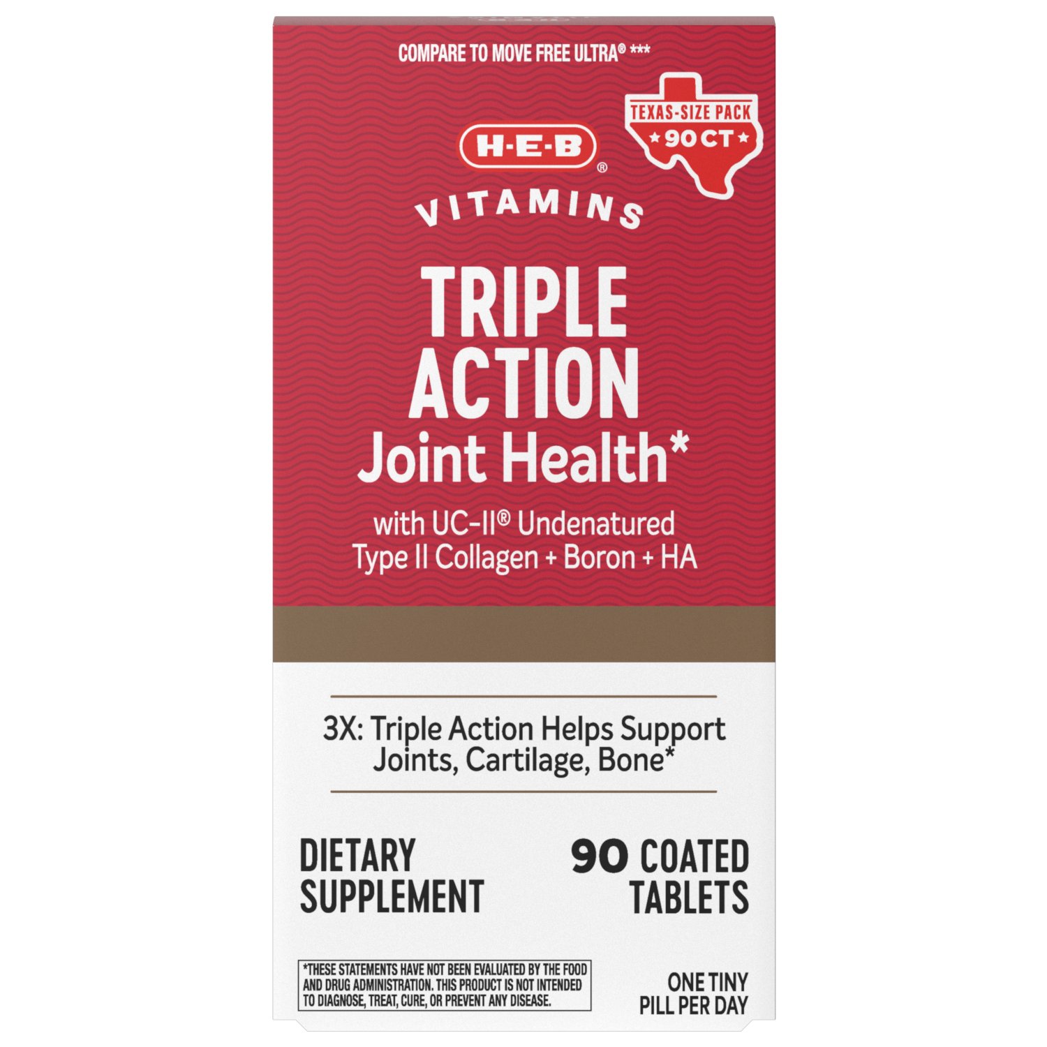 H-E-B Vitamins Triple Action Joint Health Coated Tablets – Texas-Size ...