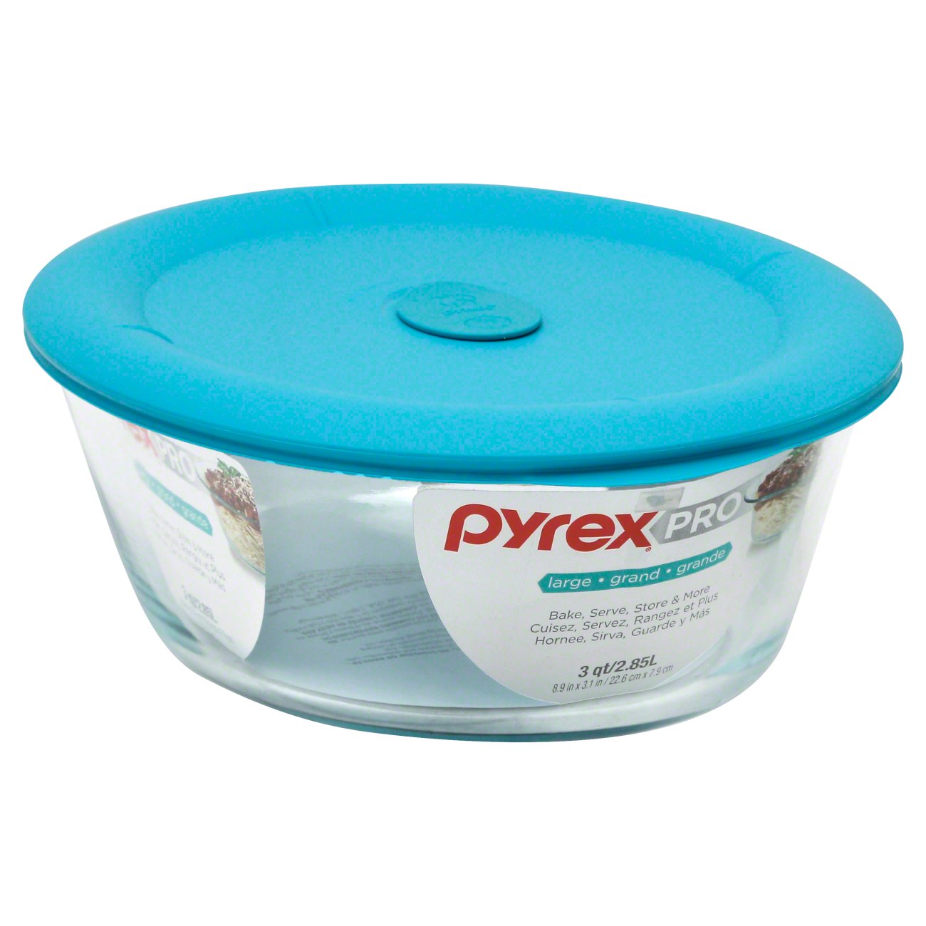 Pyrex Pro Oval Storage Dish w/ Turquoise Vented Lid - Shop Food storage ...