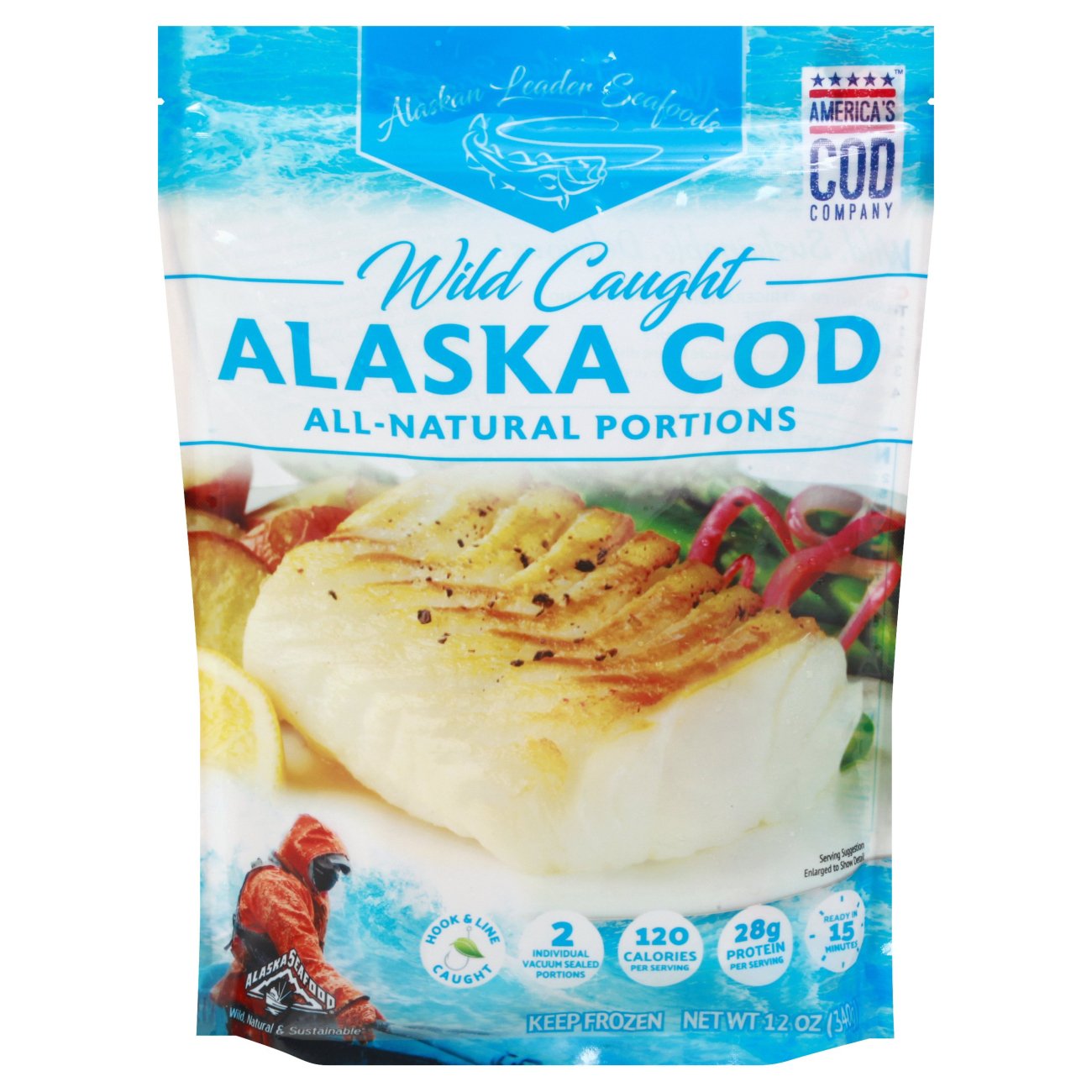 Alaskan Leader Frozen All Natural Wild Caught Alaska Cod Portions ...