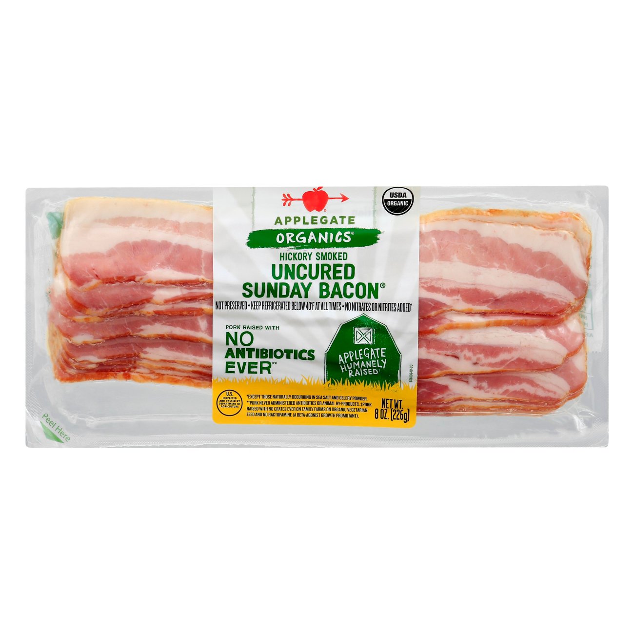 Applegate Organics Hickory Smoked Uncured Sunday Bacon - Shop Bacon at ...