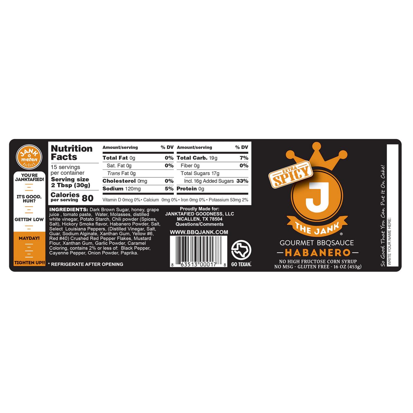 The Jank Gourmet BBQ Sauce - Habanero - Shop Barbecue sauces at H-E-B