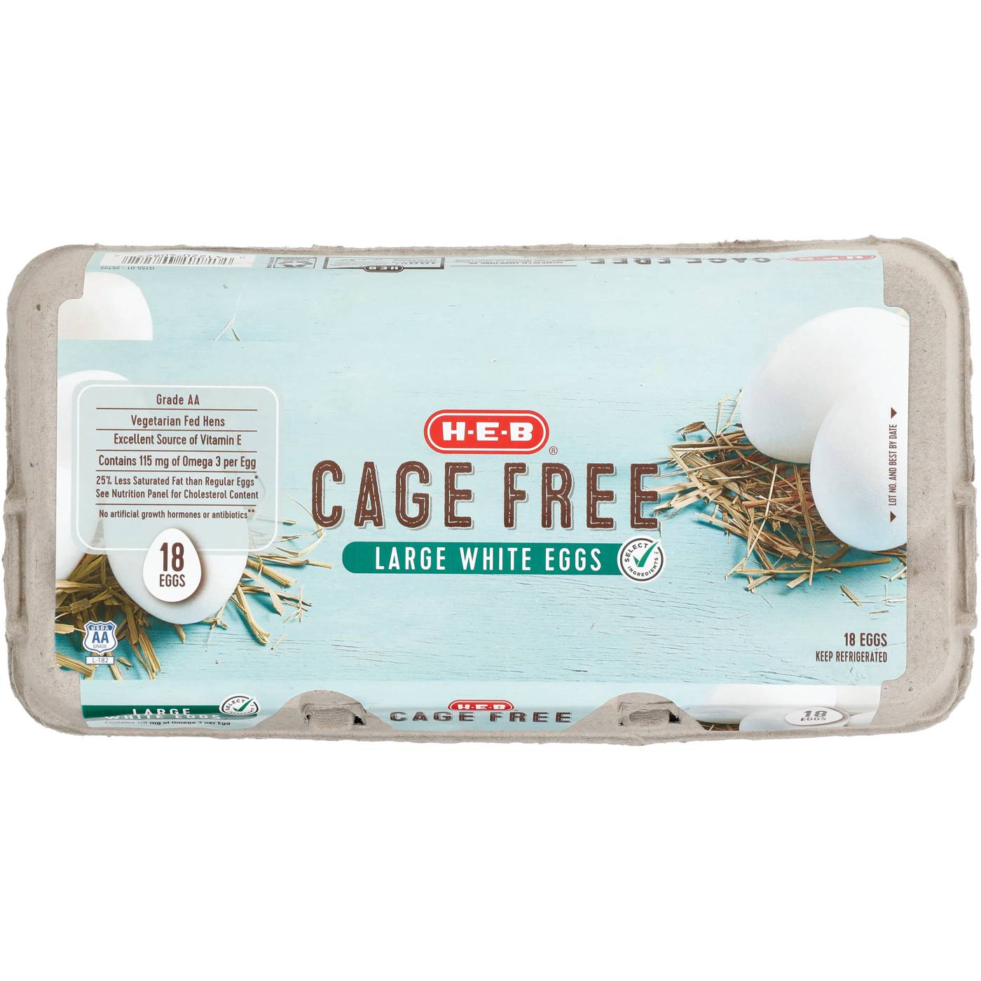H-E-B Grade AA Cage Free Large White Eggs - Shop Eggs & egg substitutes ...