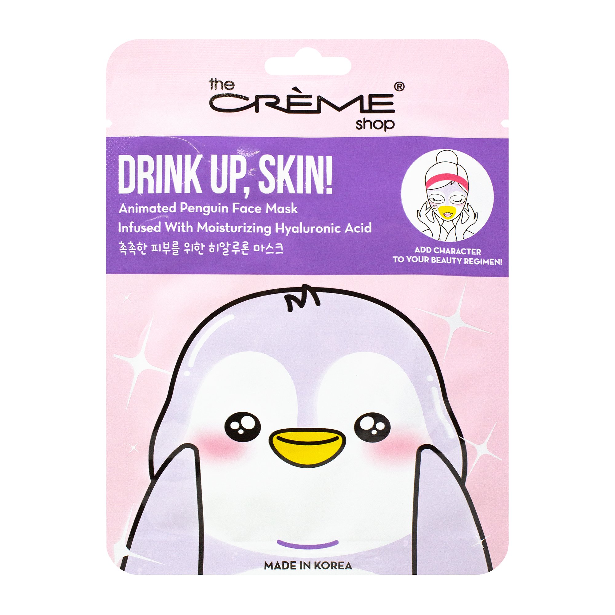 The Crème Shop Drink Up, Skin! Animated Penguin Face Mask Infused with ...