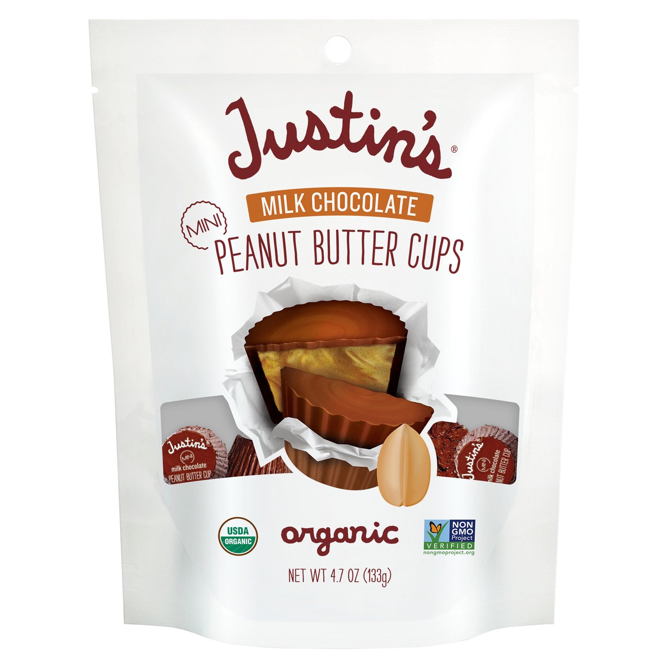 Justin's Organic Mini Milk Chocolate Peanut Butter Cups, 4.7 oz ...