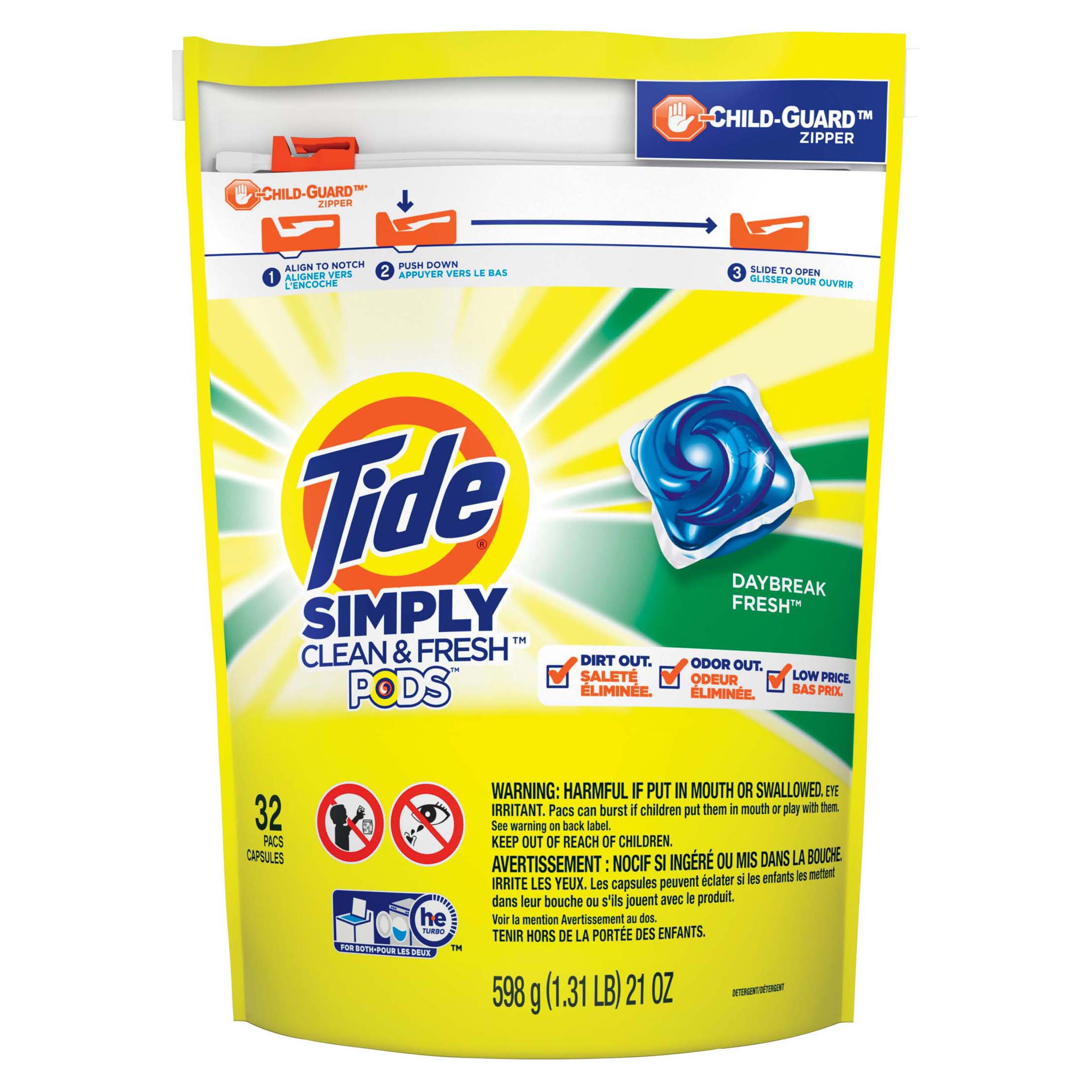Tide PODS Simply Clean & Fresh Daybreak Fresh HE Laundry Detergent Pacs ...