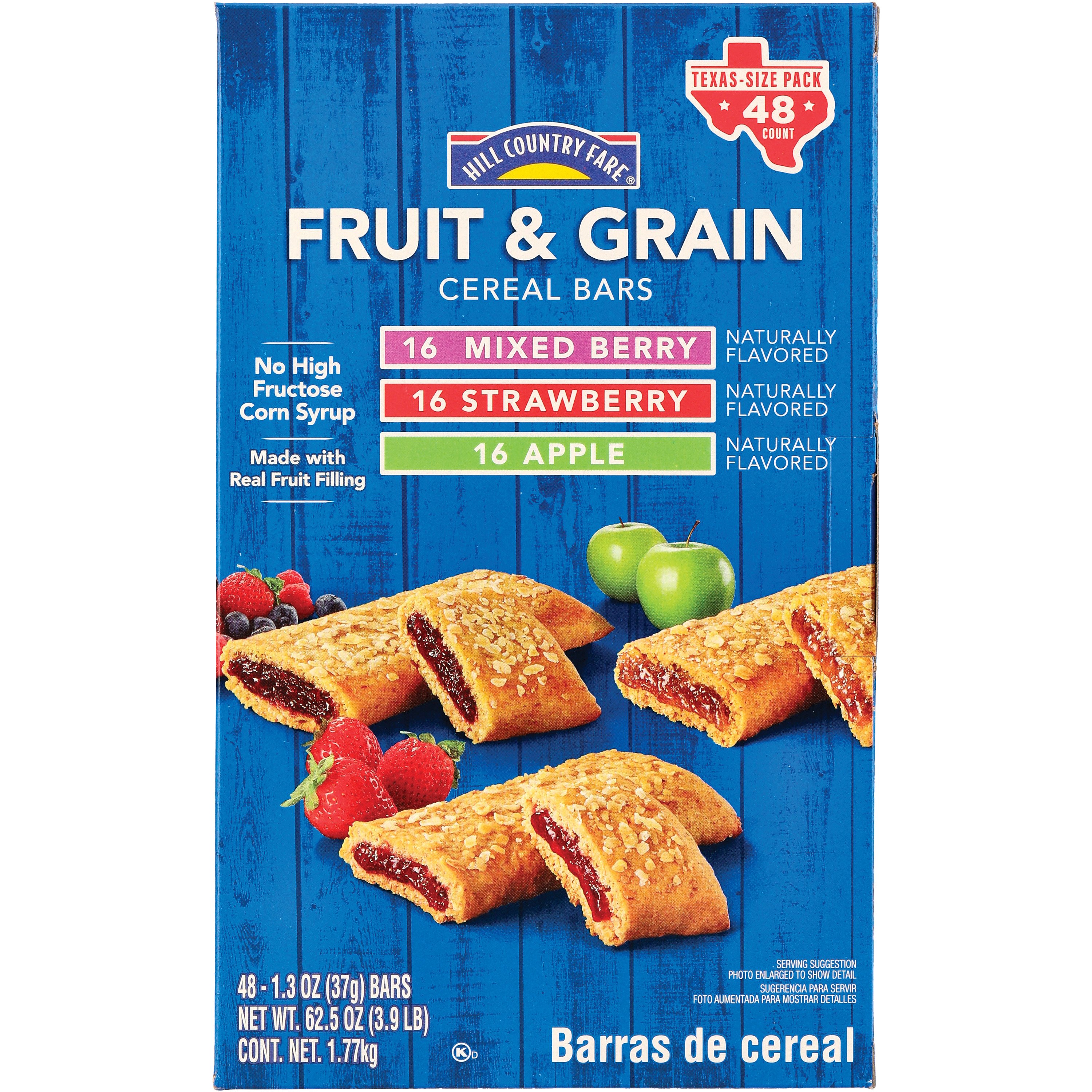Hill Country Fare Fruit & Grain Cereal Bars Variety Pack - Texas-Size ...