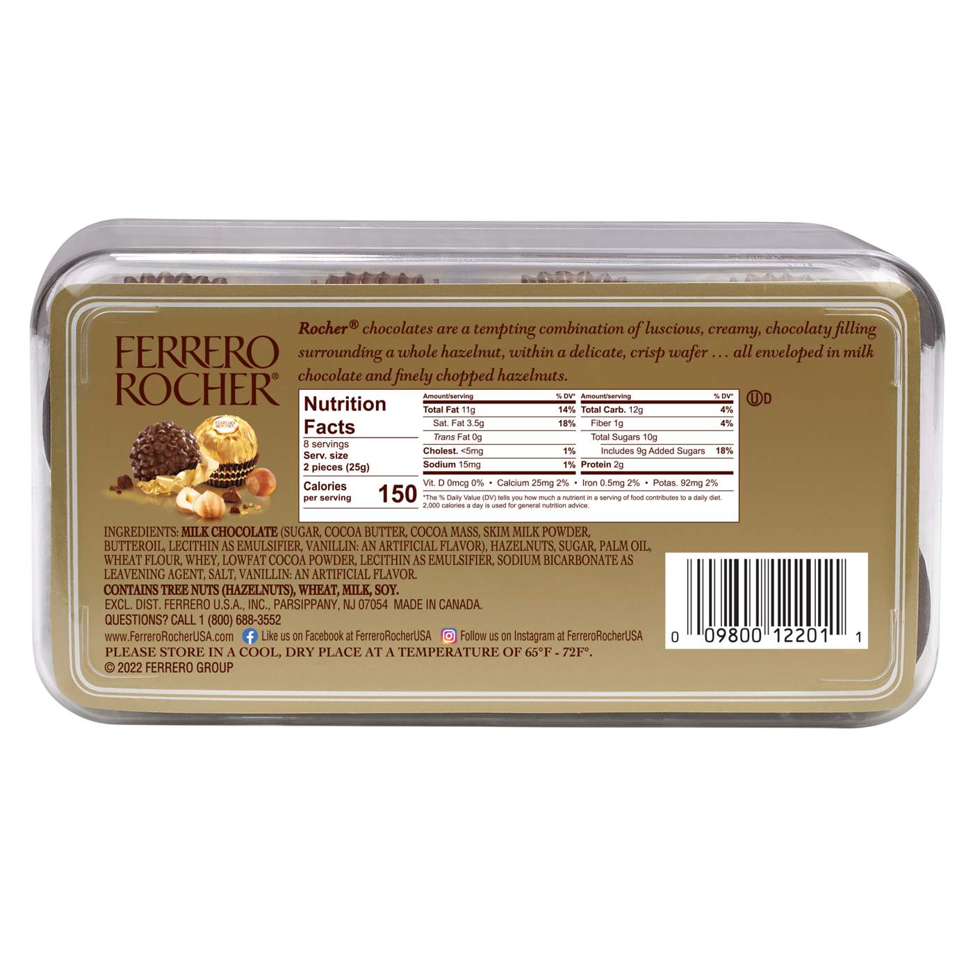 Ferrero Rocher Fine Hazelnut Chocolates Clear Gift Box, 16 pc - Shop ...