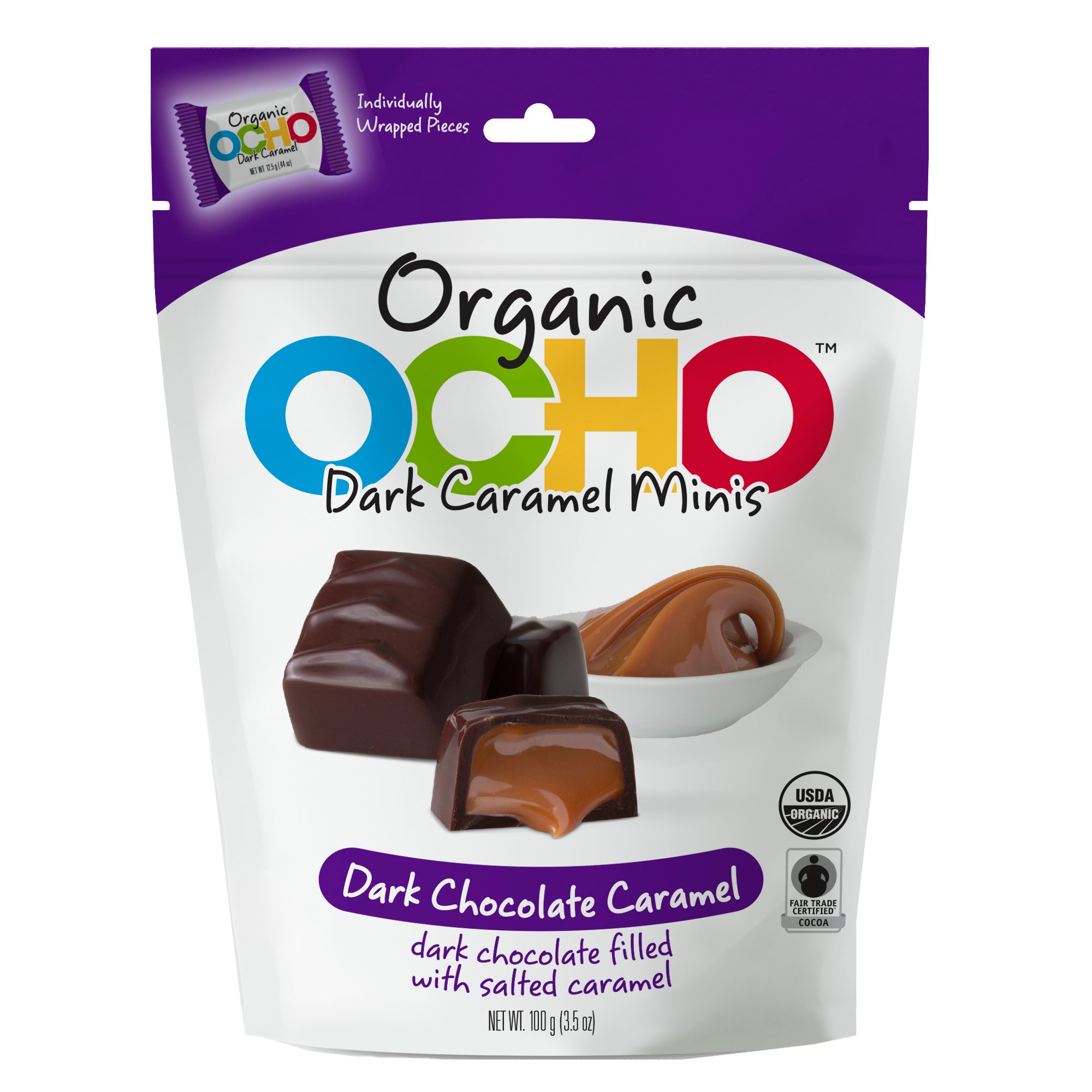 Ocho Organic Mini Pouch Dark Caramel Chocolates - Shop Candy at H-E-B