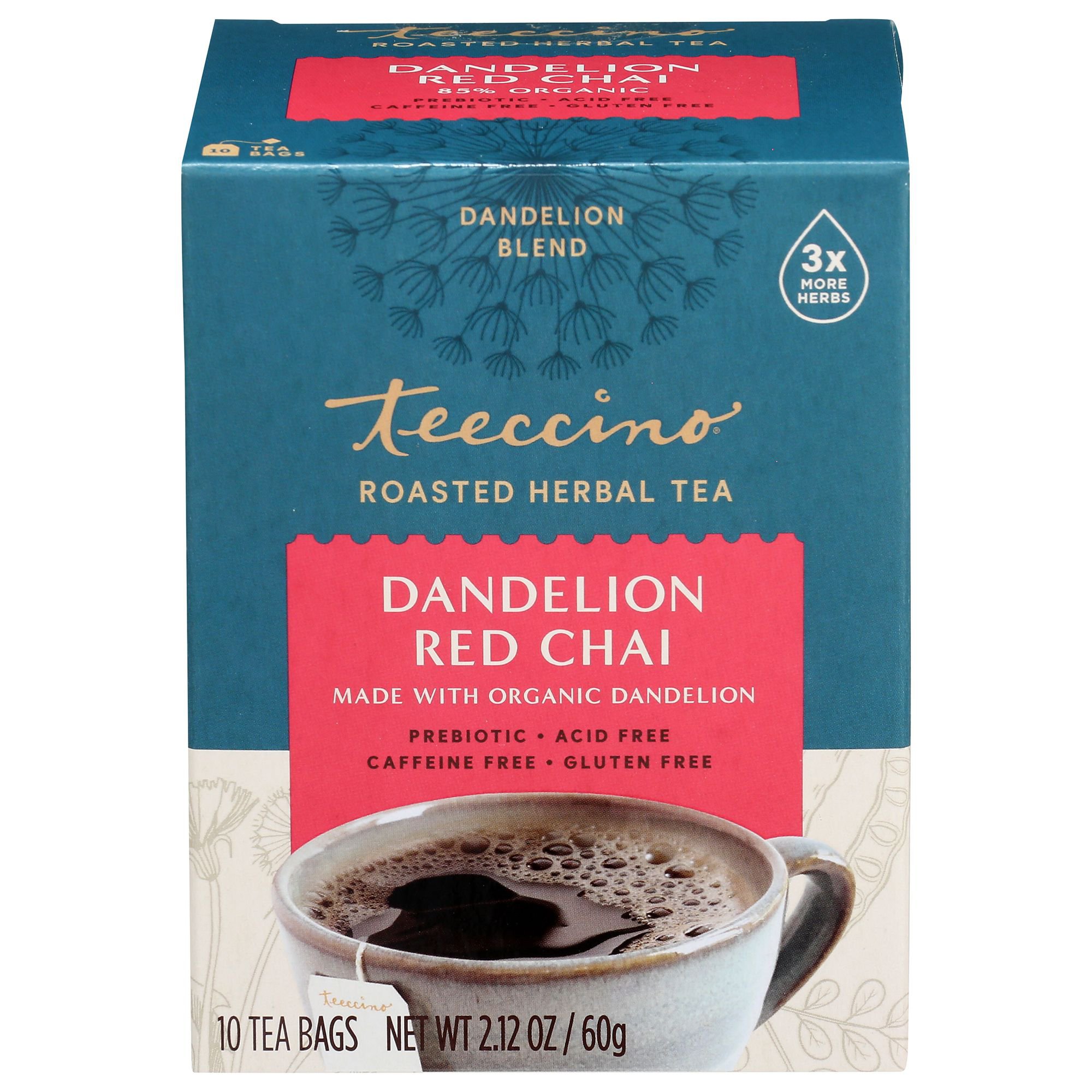 Teeccino Dandelion Red Chai Roasted Herbal Tea Bags - Shop Tea at H-E-B
