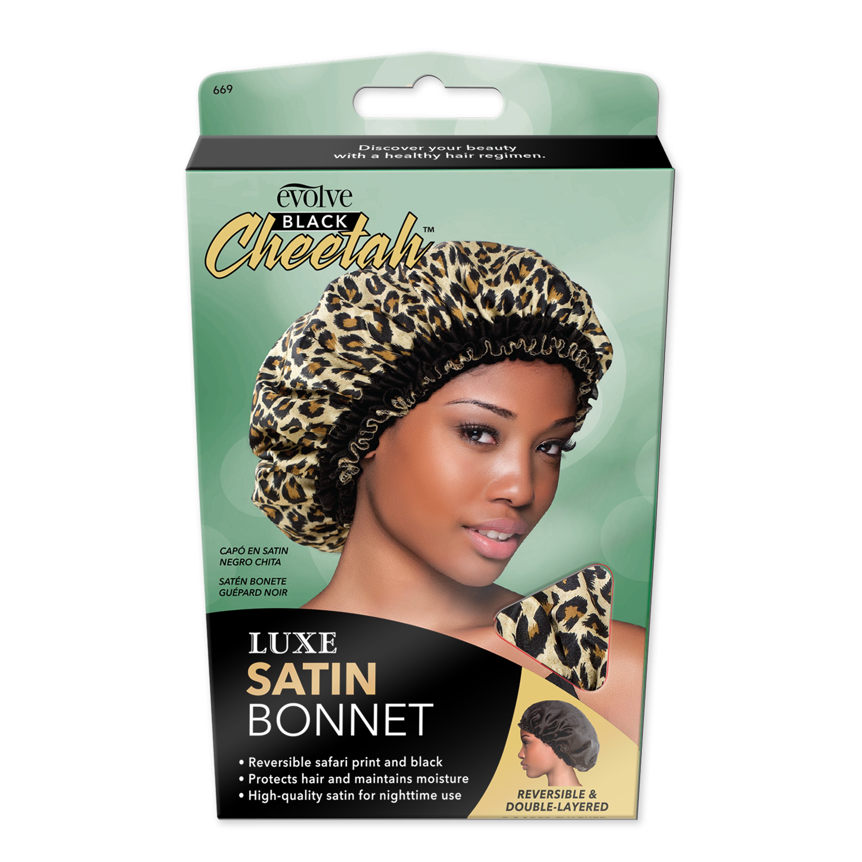 Evolve Black Satin Bonnet - Cheetah Print - Shop Hair accessories at H-E-B