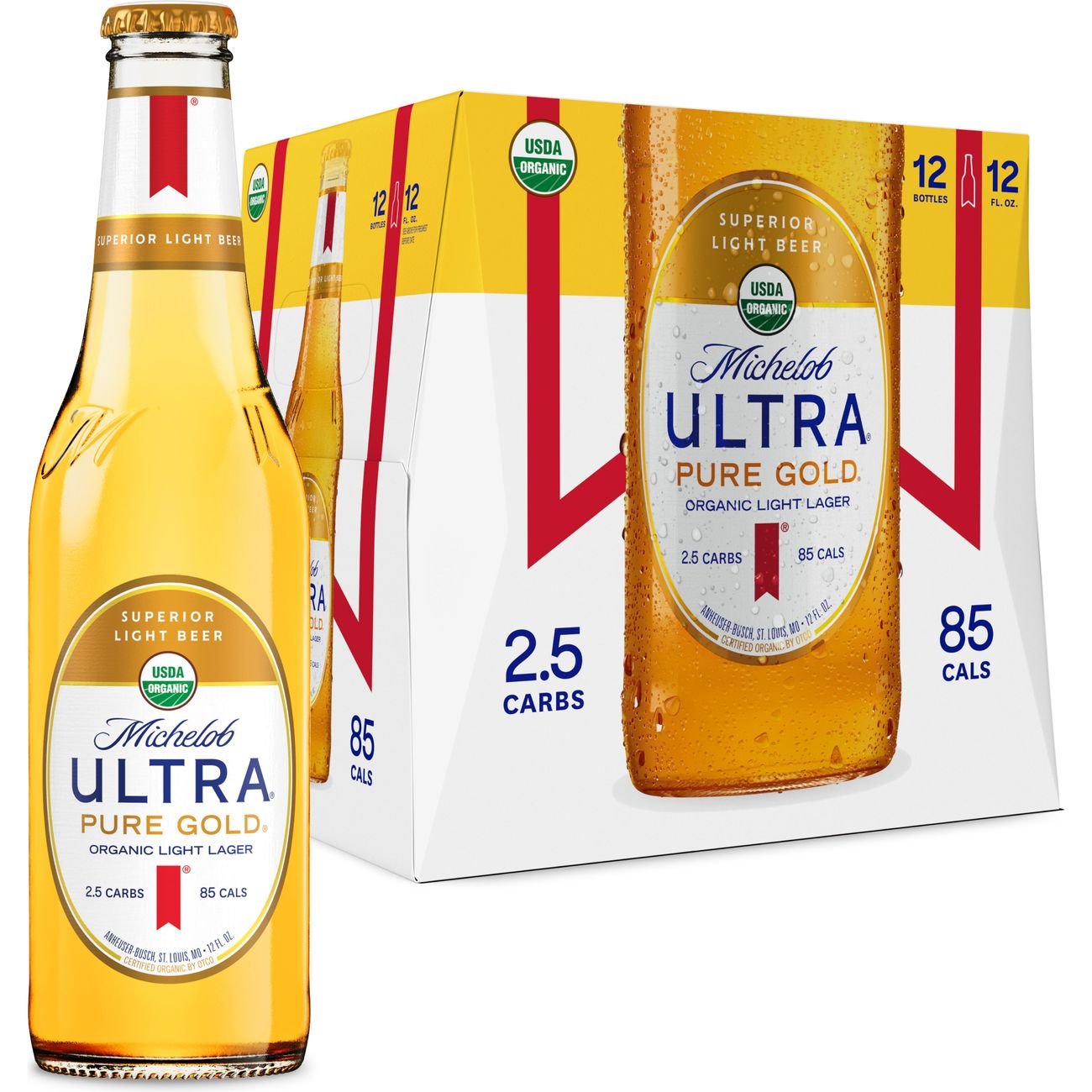 Michelob ULTRA Pure Gold Organic Light Lager Beer 12 pk Bottles - Shop ...