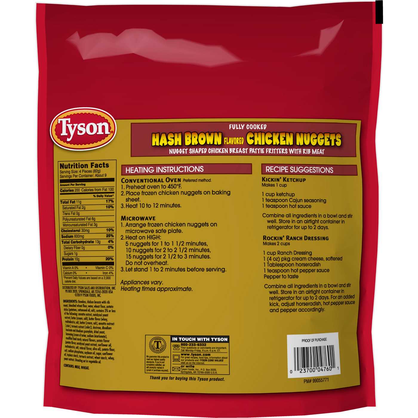 Tyson Fully Cooked Hash Brown Flavored Chicken Nuggets - Shop Chicken ...