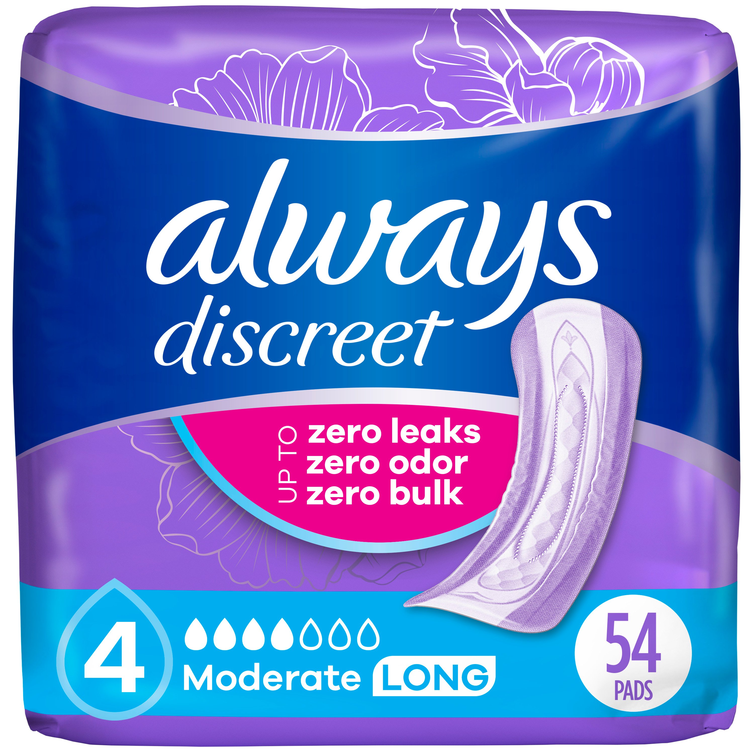 Always Discreet Moderate Long Incontinence Pads - Shop Incontinence at ...