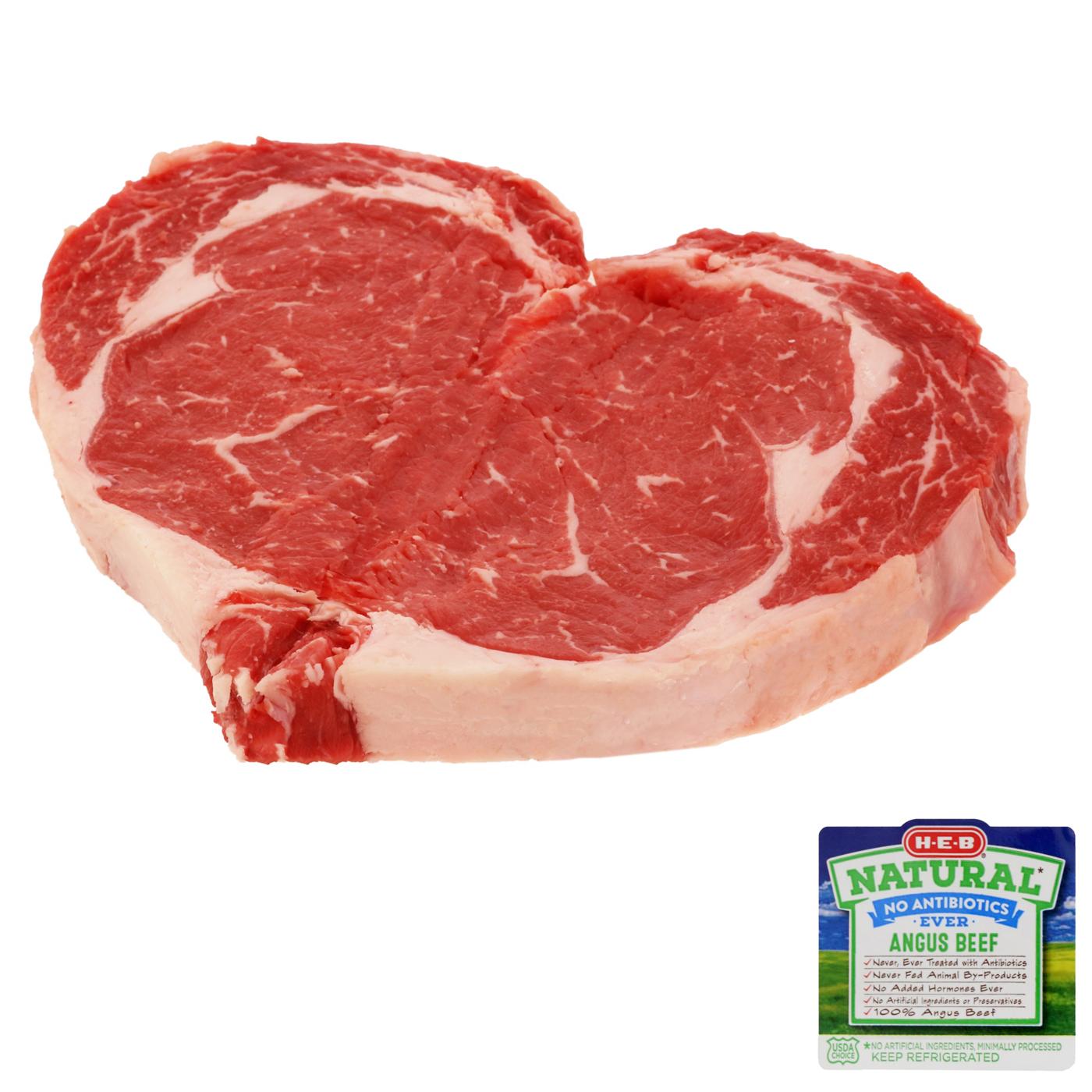 H-E-B Natural Angus Beef Boneless Ribeye Sweetheart Steak - USDA Choice ...