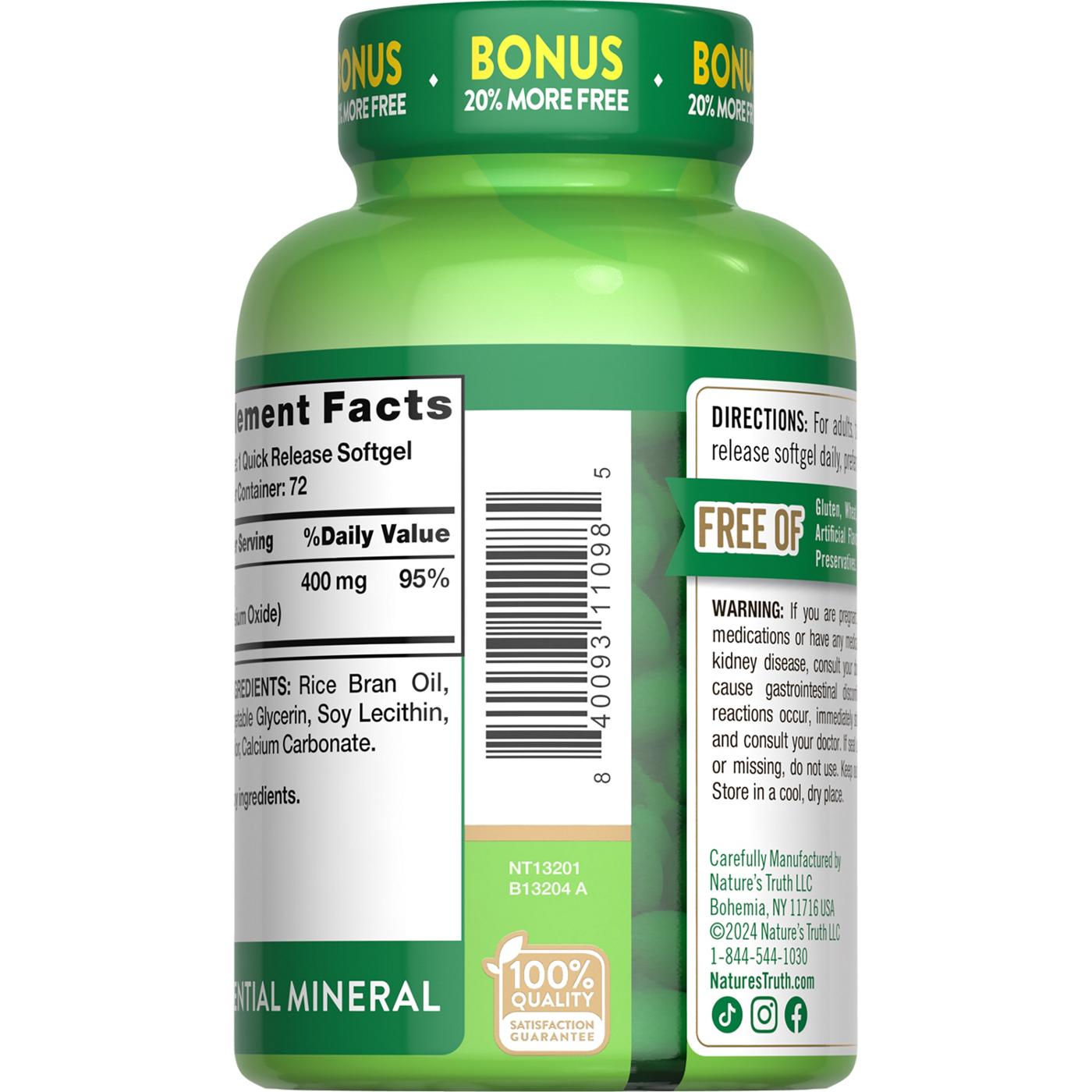 Nature's Truth Extra Strength Magnesium 400mg Quick-Release Softgels ...