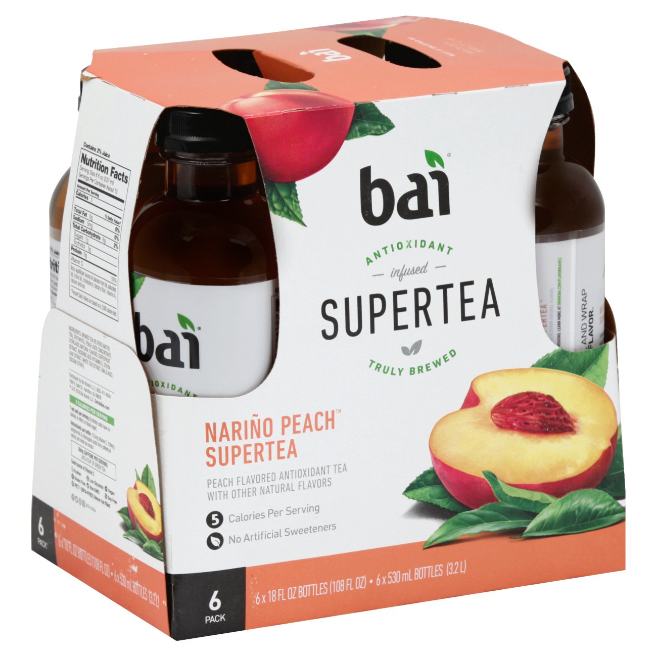 Bai Supertea Narino Peach Tea 18 oz Bottles - Shop Tea at H-E-B