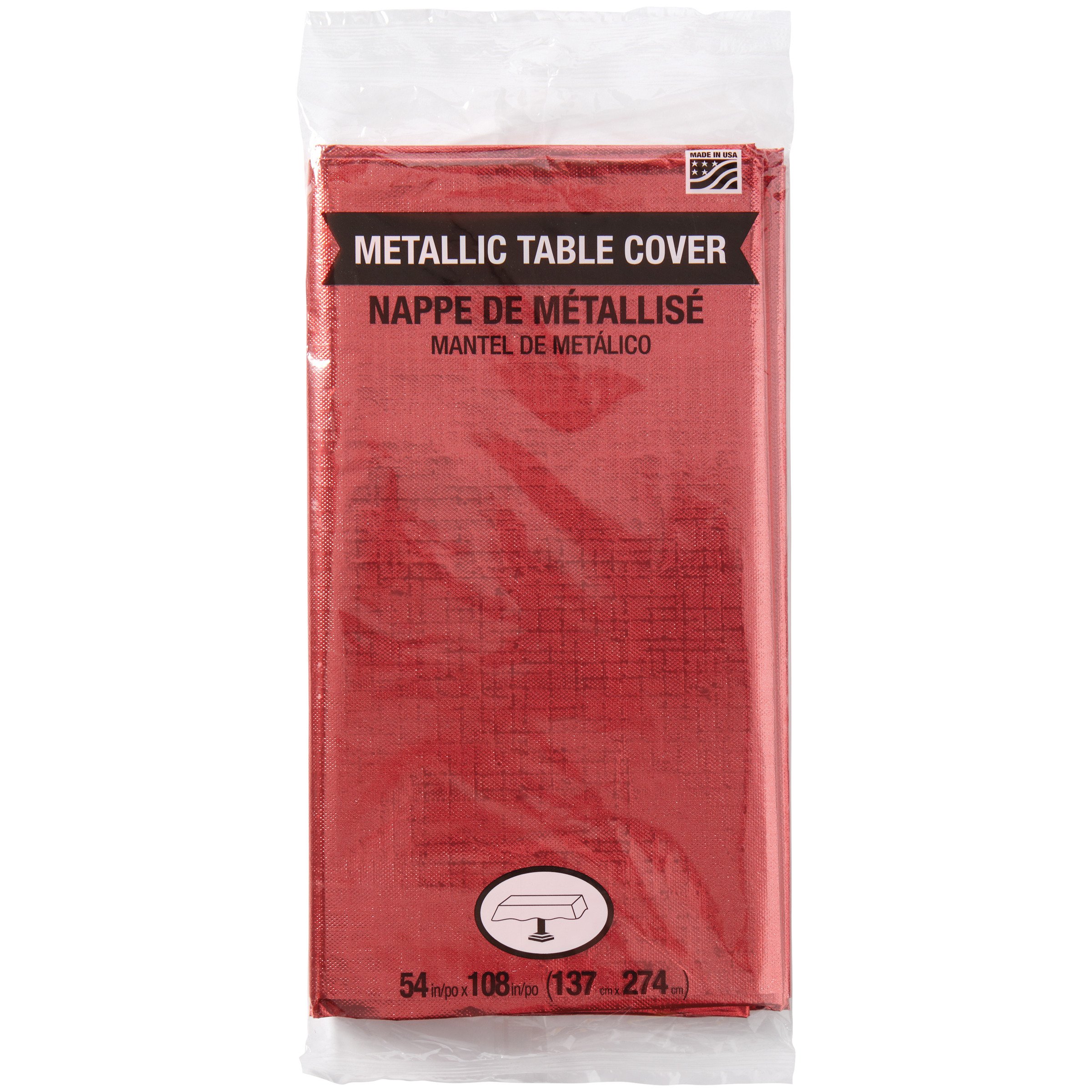 Creative Converting Metallic Rectangular Holiday Table Cover - Red ...