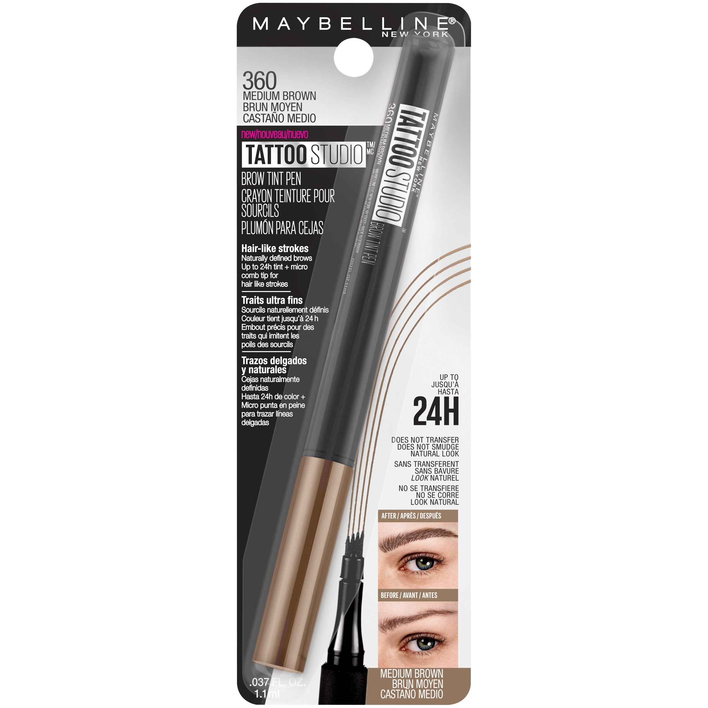 Maybelline TattooStudio Brow Tint Pen, Medium Brown - Shop Brow pencils ...