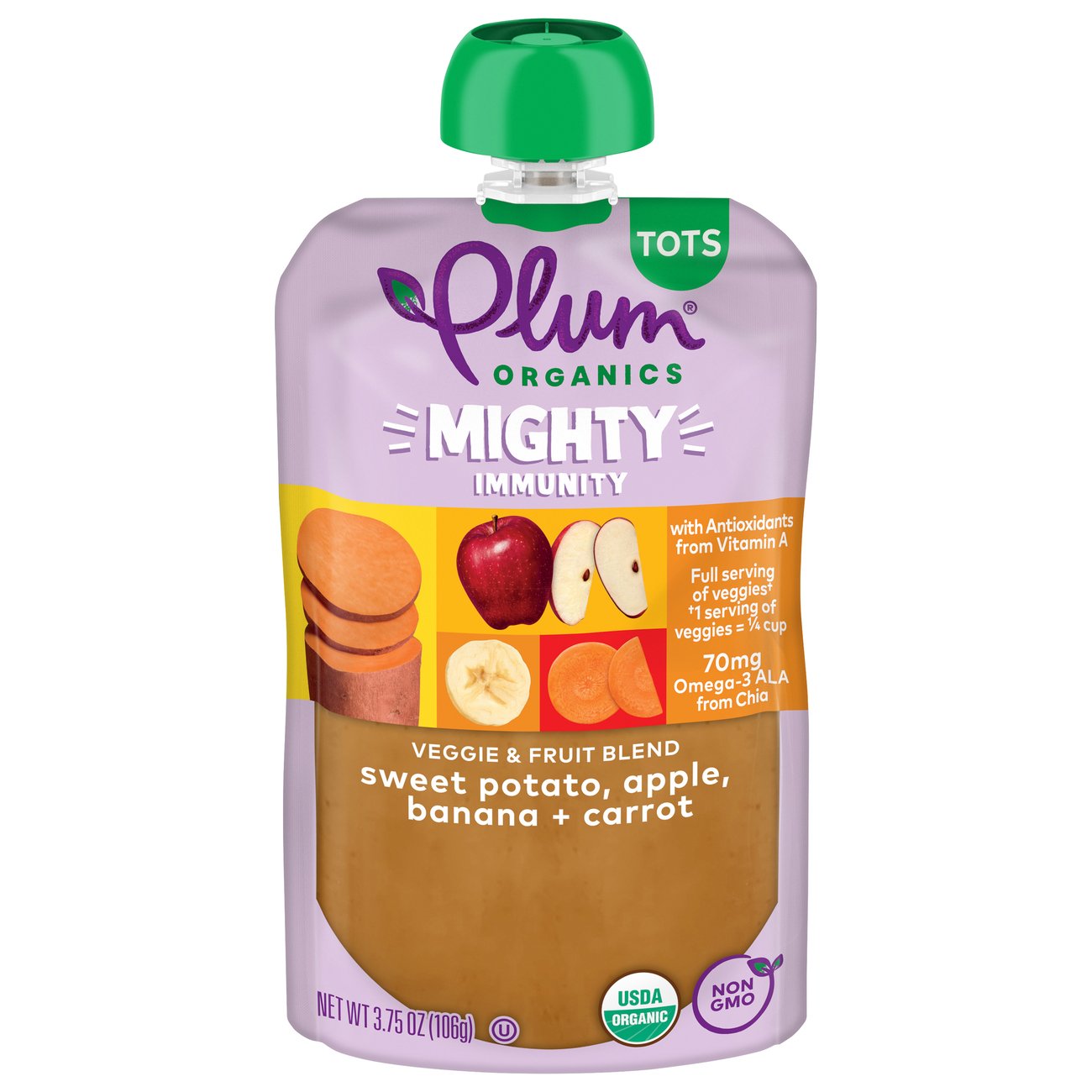 Plum Organics Mighty Veggie Pouch - Sweet Potato Apple Banana & Carrot ...